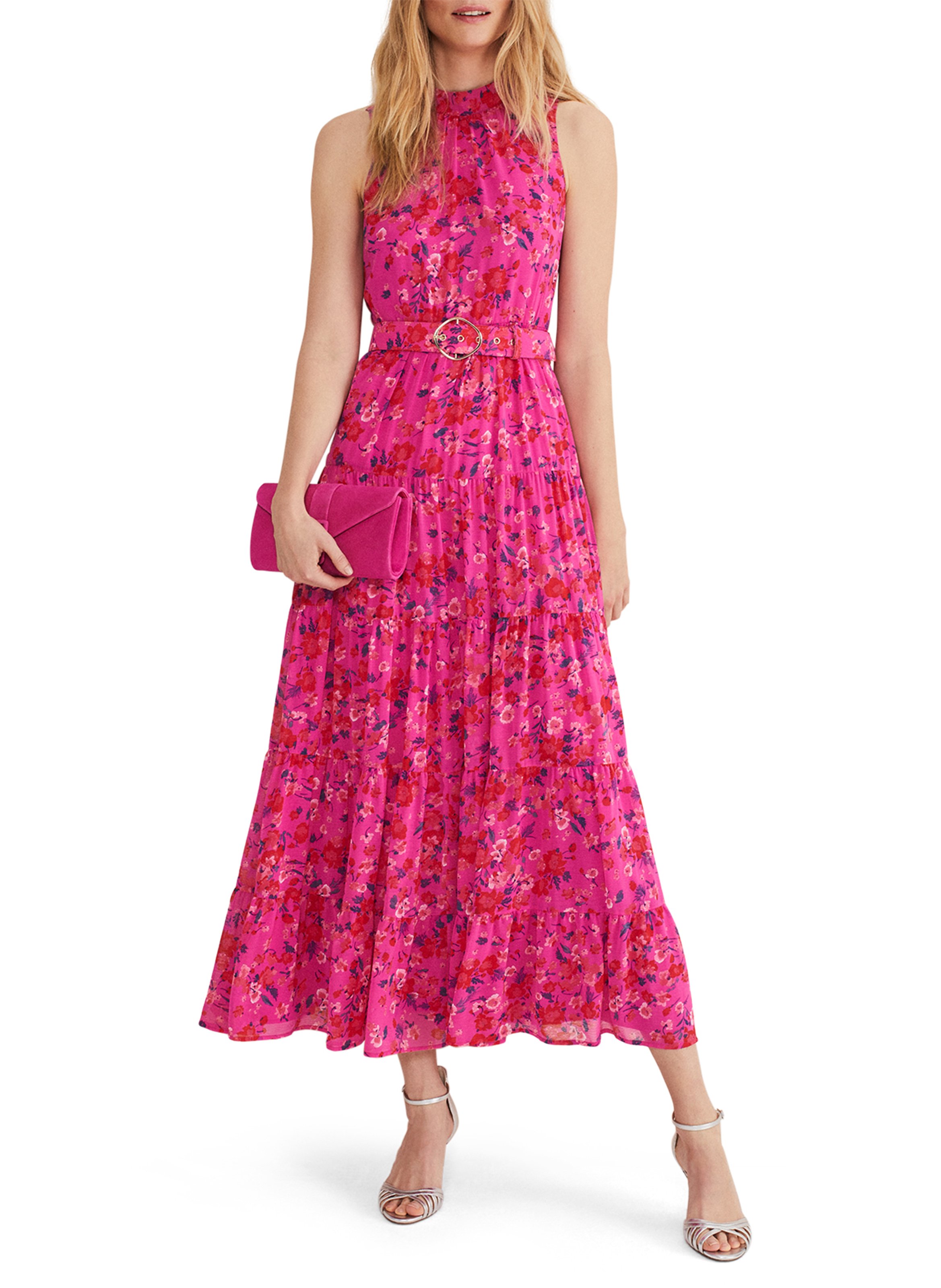 Long Printed Round-neck Dress Neon Pink Phase Eight - Women | Place des ...