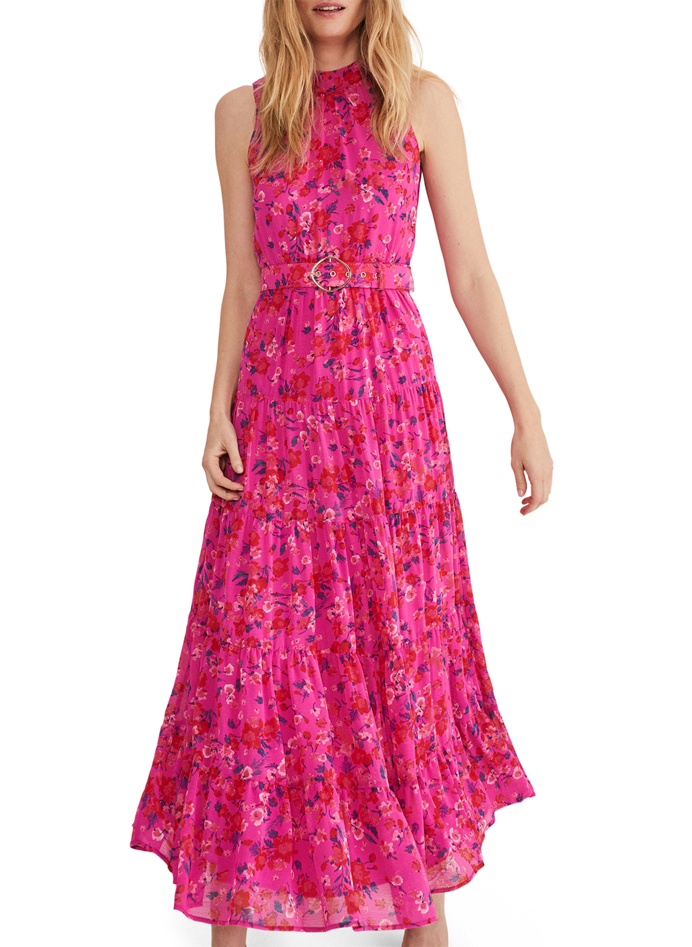 Long Printed Round-neck Dress Neon Pink Phase Eight - Women | Place des ...