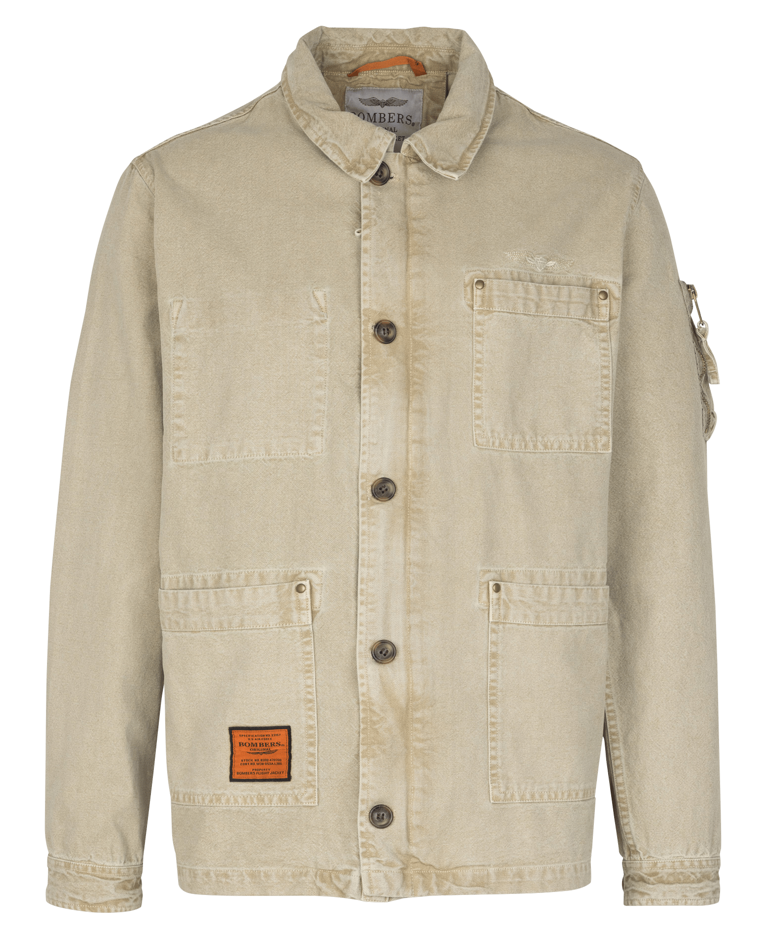 Straight-cut cotton overshirt Beige Bombers Original - Men DAVIS1 ...