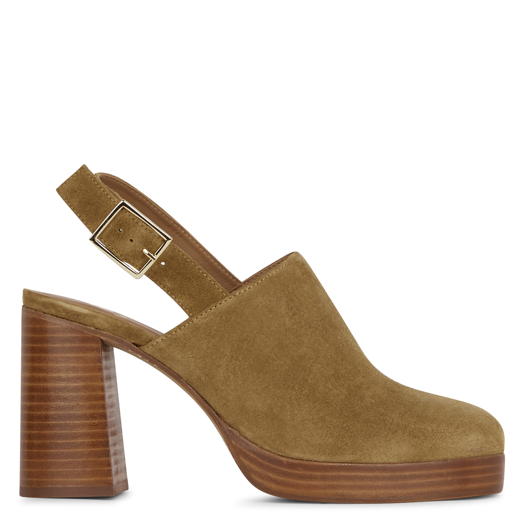 Suede leather clog heels Muscade Bobbies - Women SAVANNAH | Place des ...