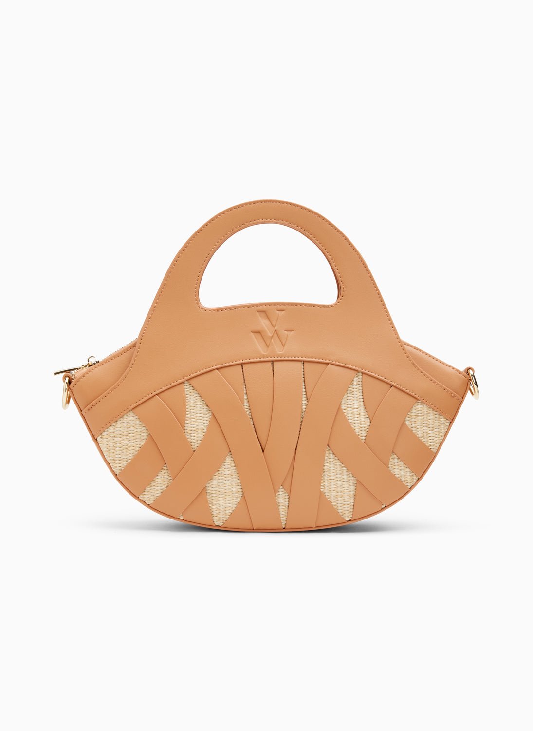 Sac demi-lune en raphia Emily Marron camel Vanessa Wu - Femme MA0133CM ...