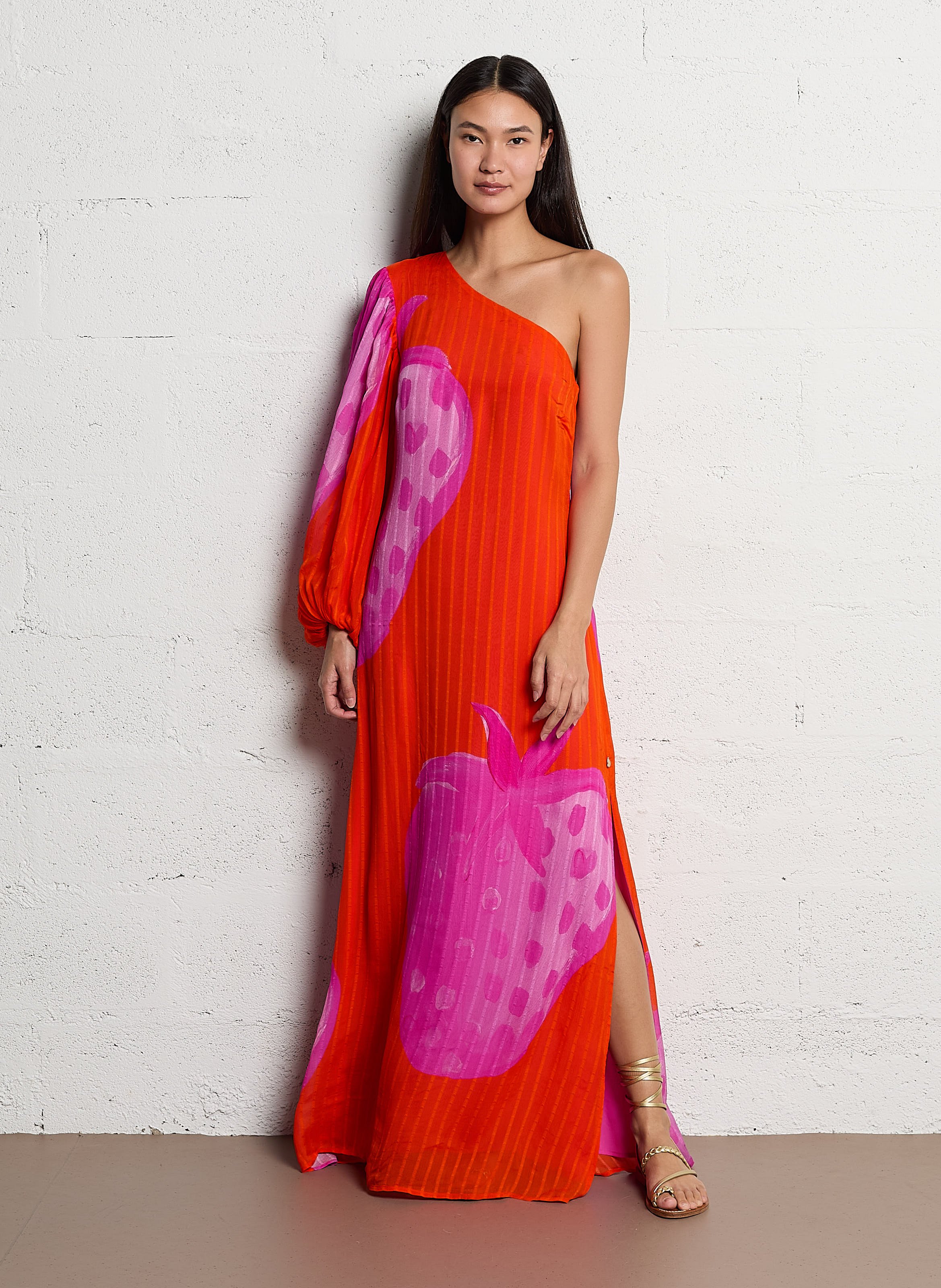 Dana long printed dress Tangerine-pink darli Fabienne Chapot - Women ...