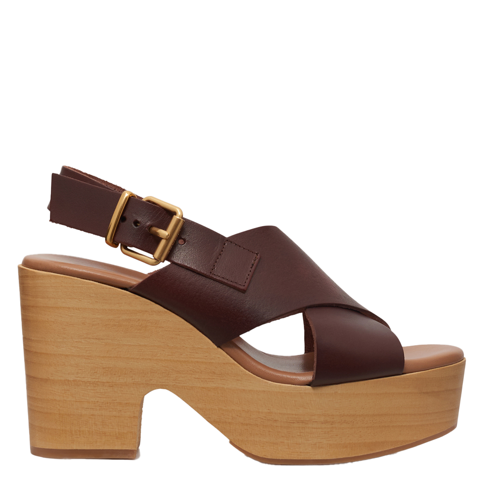 Sandales compensées en cuir Hayden Marron Gerard Darel - Femme ...