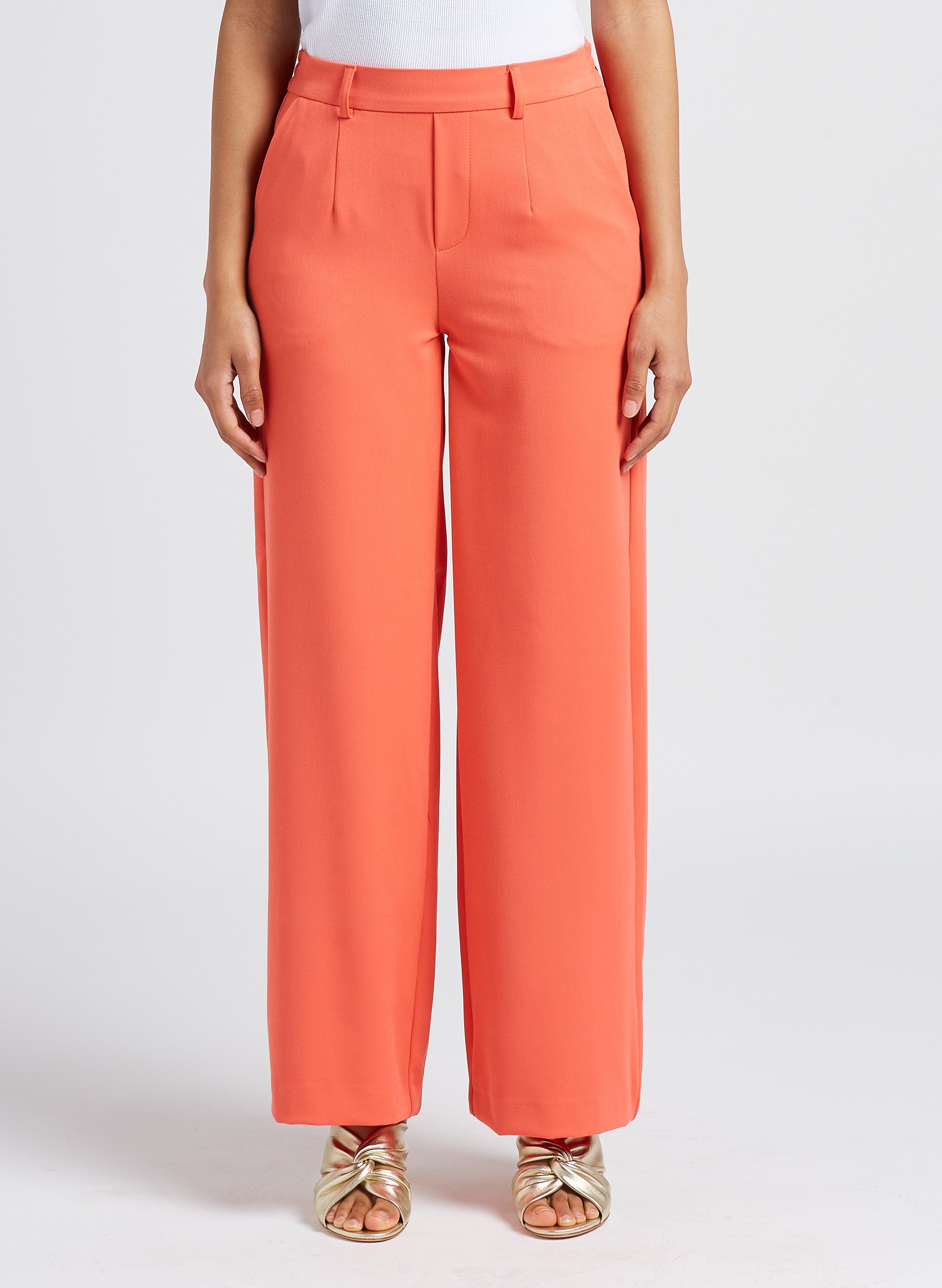 Flowing Pleated Pants Hot Coral Object Women 23037921 17 1656 Tcx