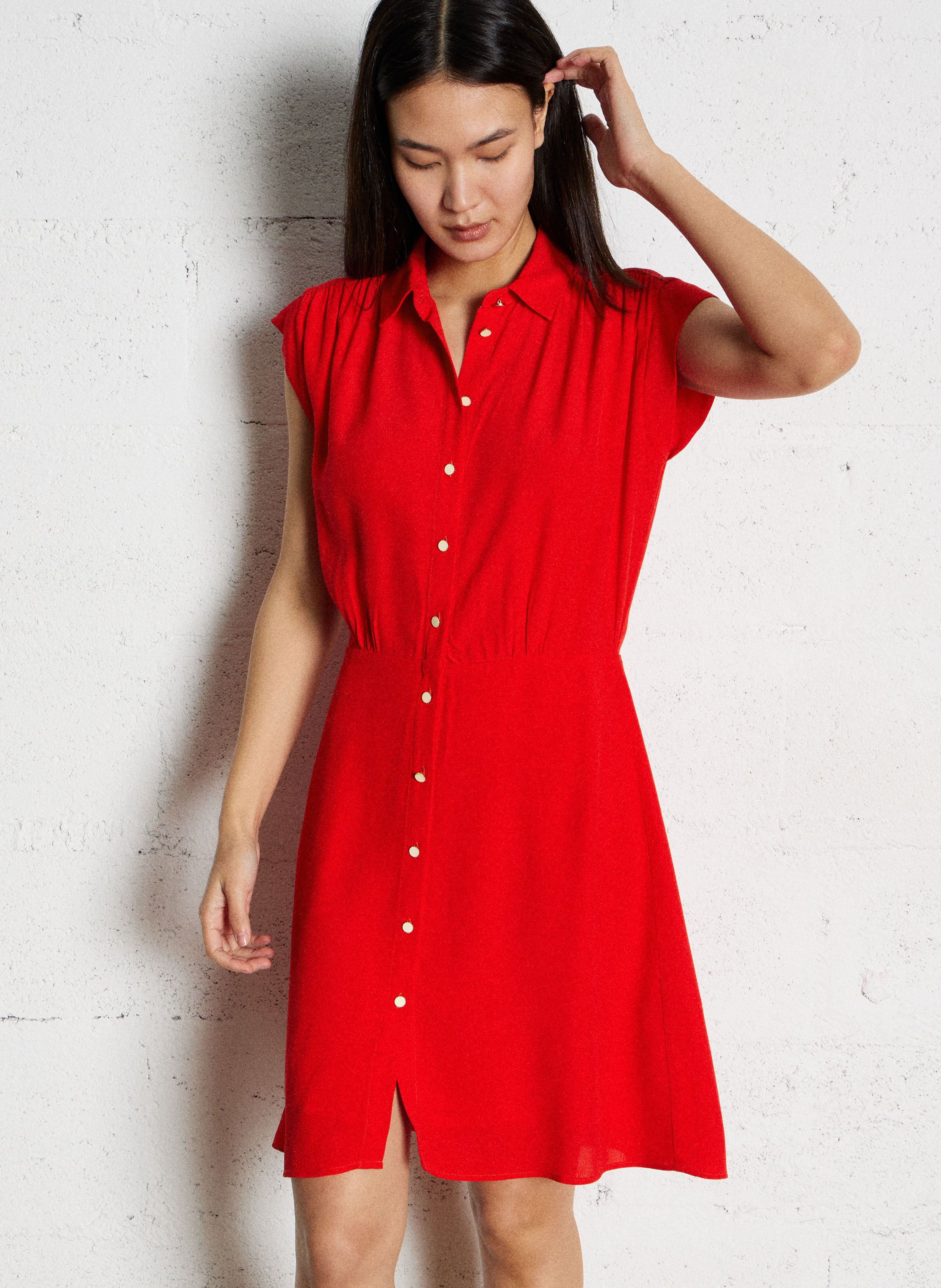 Fluid shirt dress Rouge carmin I Code - Women Q130134 | Place des Tendances
