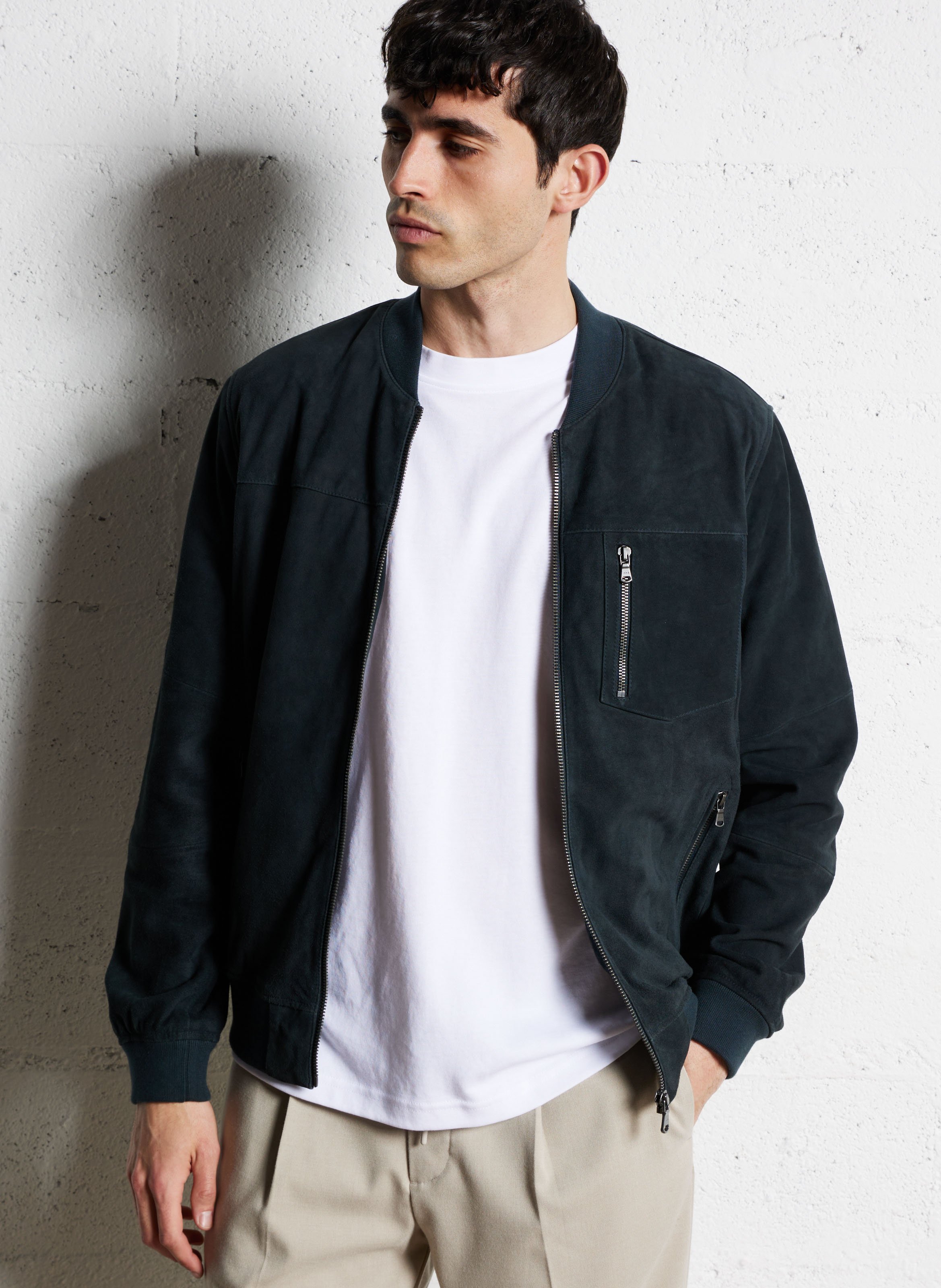 Suede jacket Bleu encre Ikks - Men M148003 | Place des Tendances