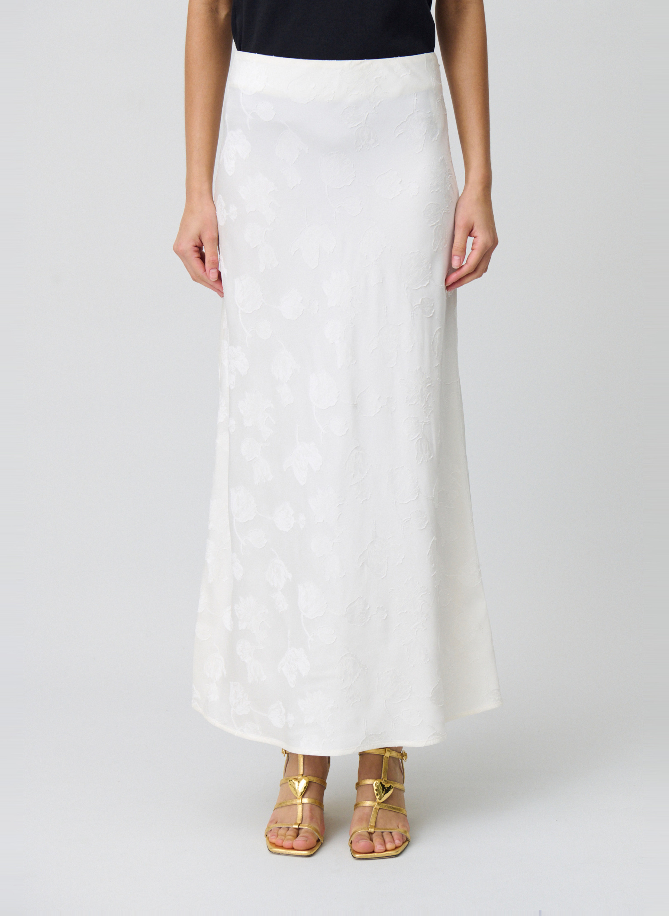 Lange, gerende rok Ecru Claudie pierlot - Dames CFPJU00762 | Place des ...