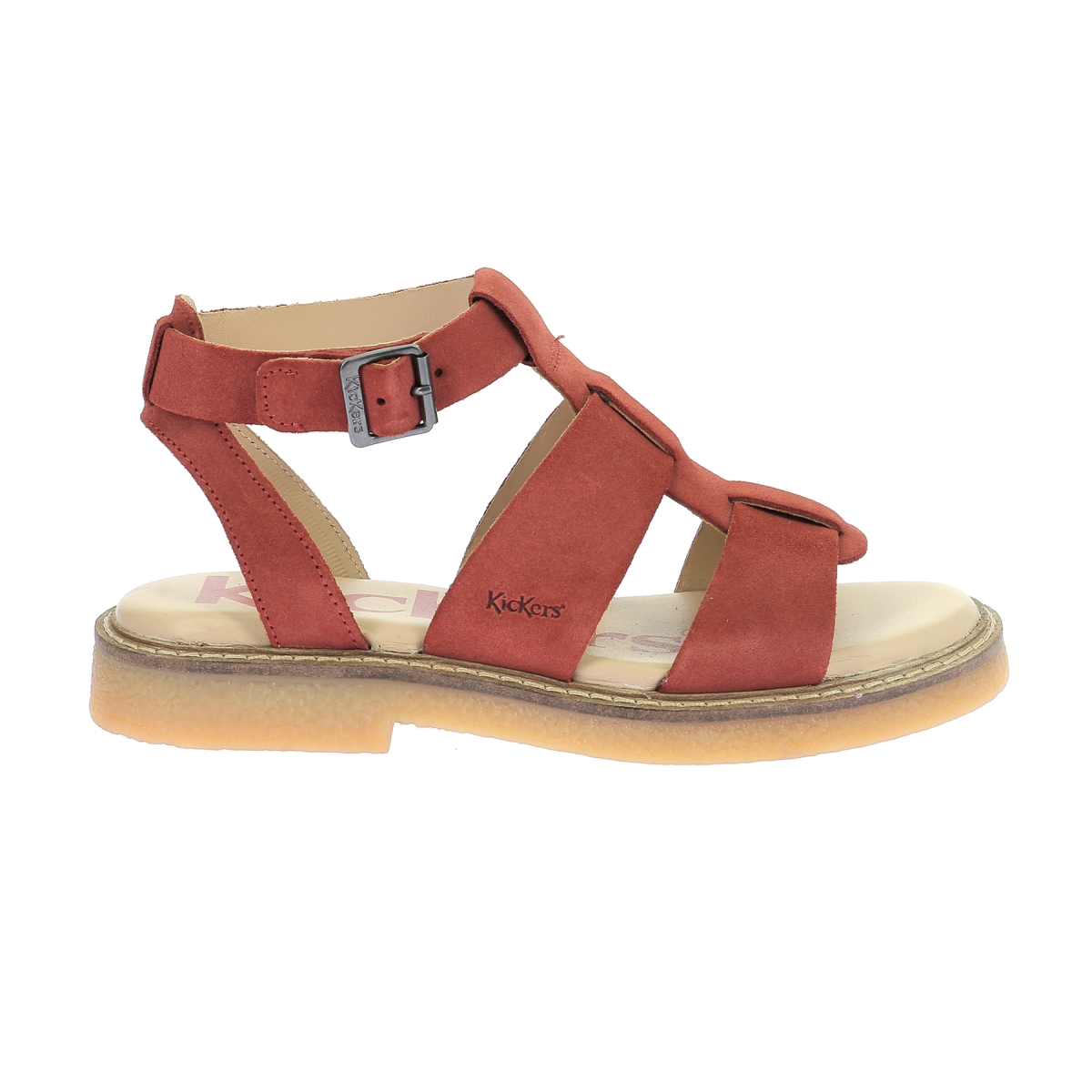 Sandales cuir Kick lila Rouge terracotta Kickers - Femme 1201842-50-0 ...