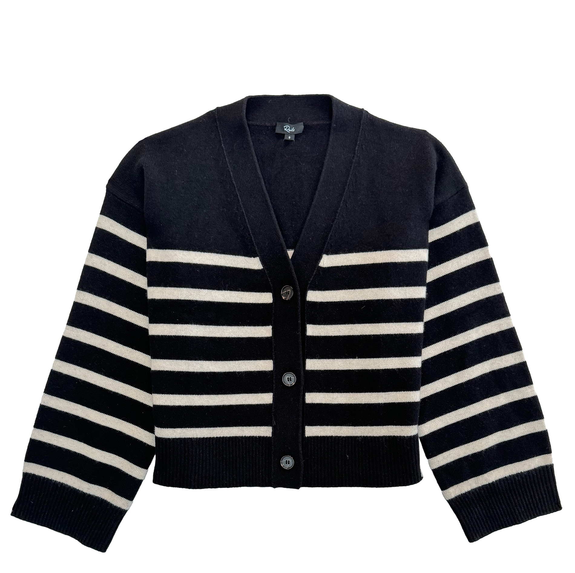 Gilet Col V Rayé En Coton Geneva Camel Black Stripe Rails - Femme ...