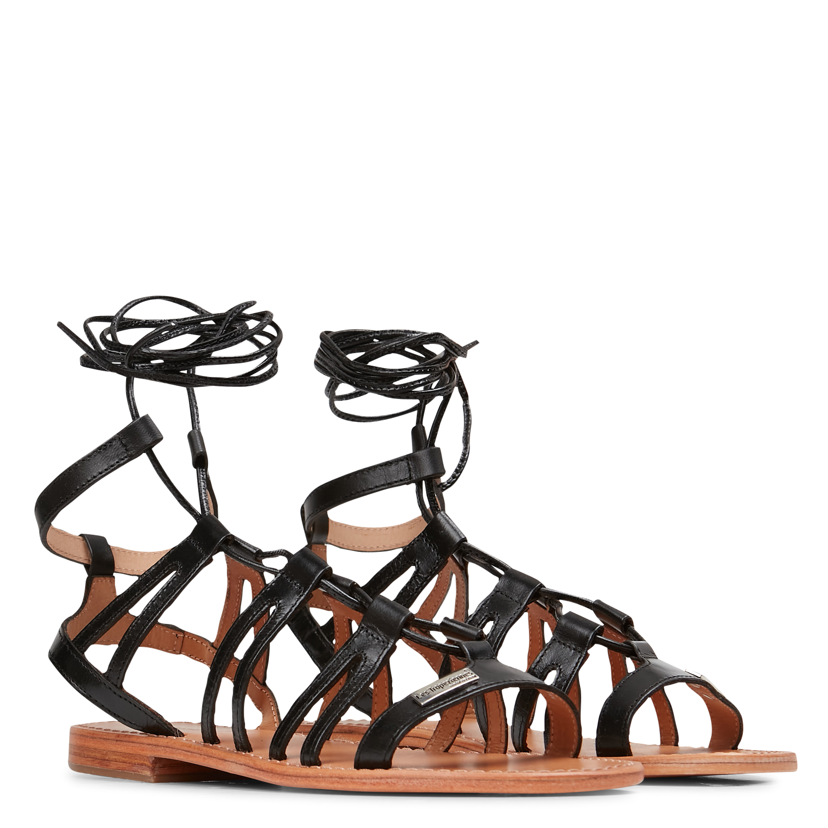 Metallic Leather Flat Sandals Noir Les Tropeziennes Par M.belarbi ...