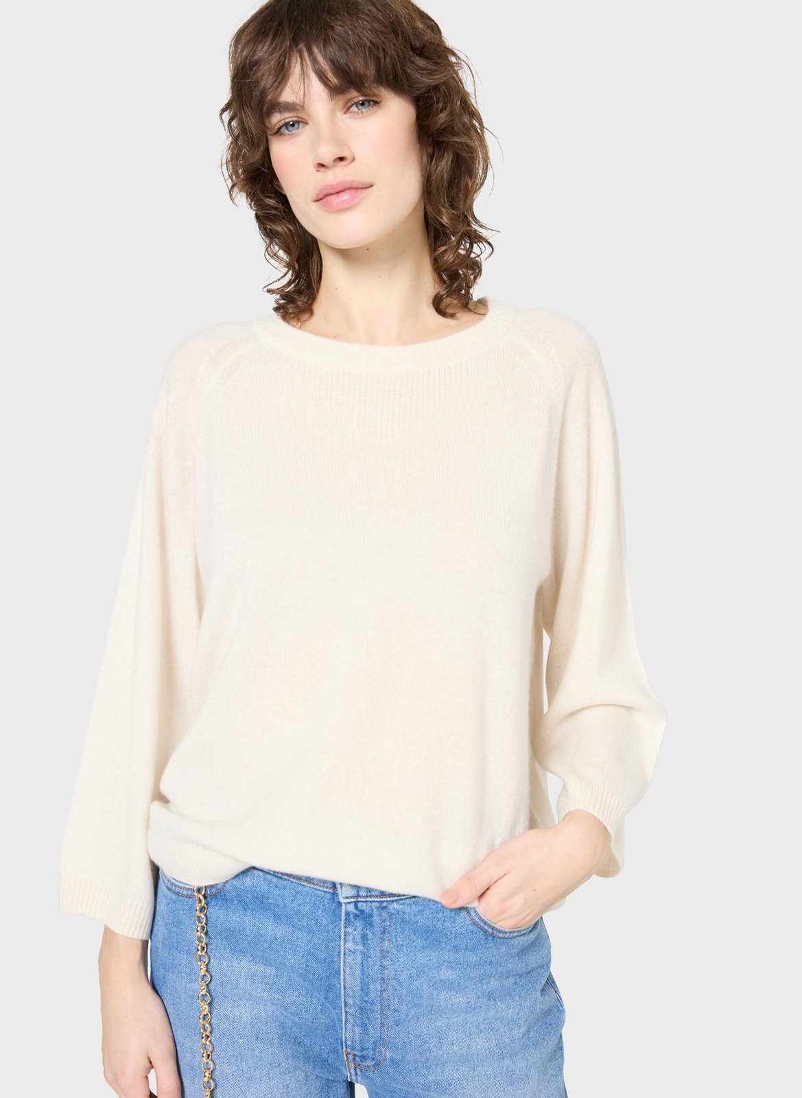 Belted cashmere sweater Ecru Gerard Darel - Women DBU11B203 | Place des ...