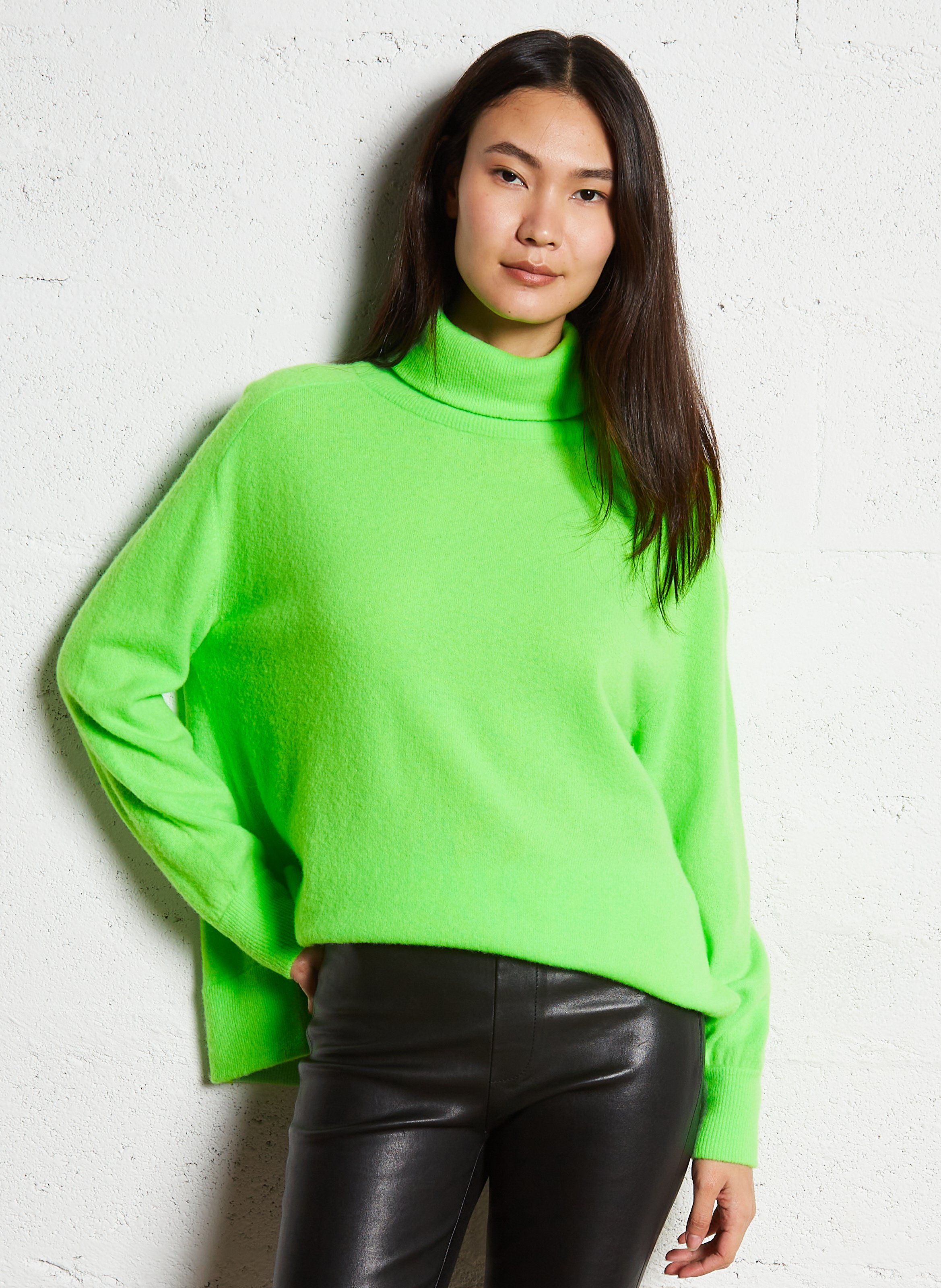 High-neck Wool-blend Sweater Vert Fluo American Vintage - Women ...