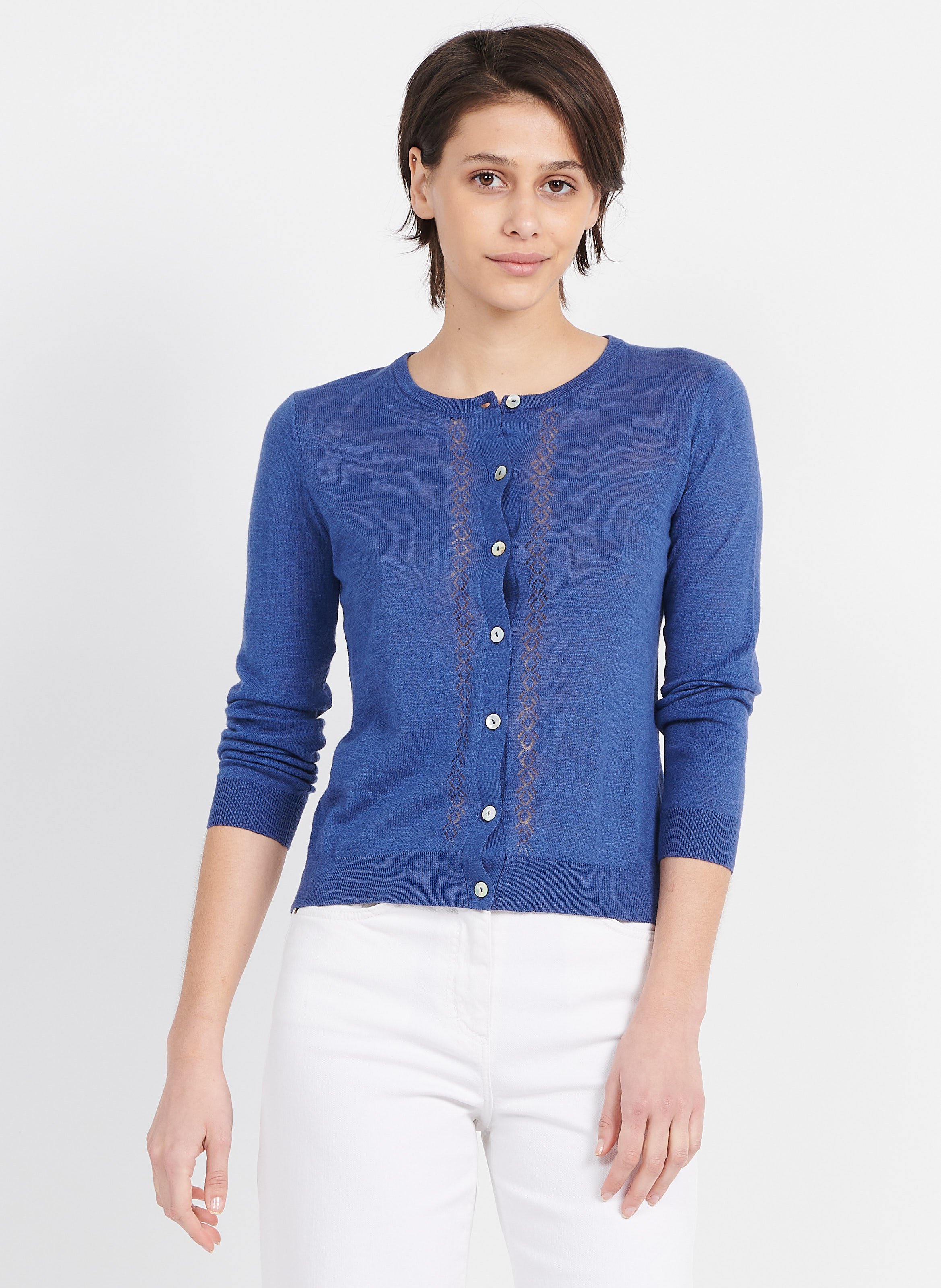 Cotton-blend Cardigan Bleu Nice Things - Women | Place des Tendances