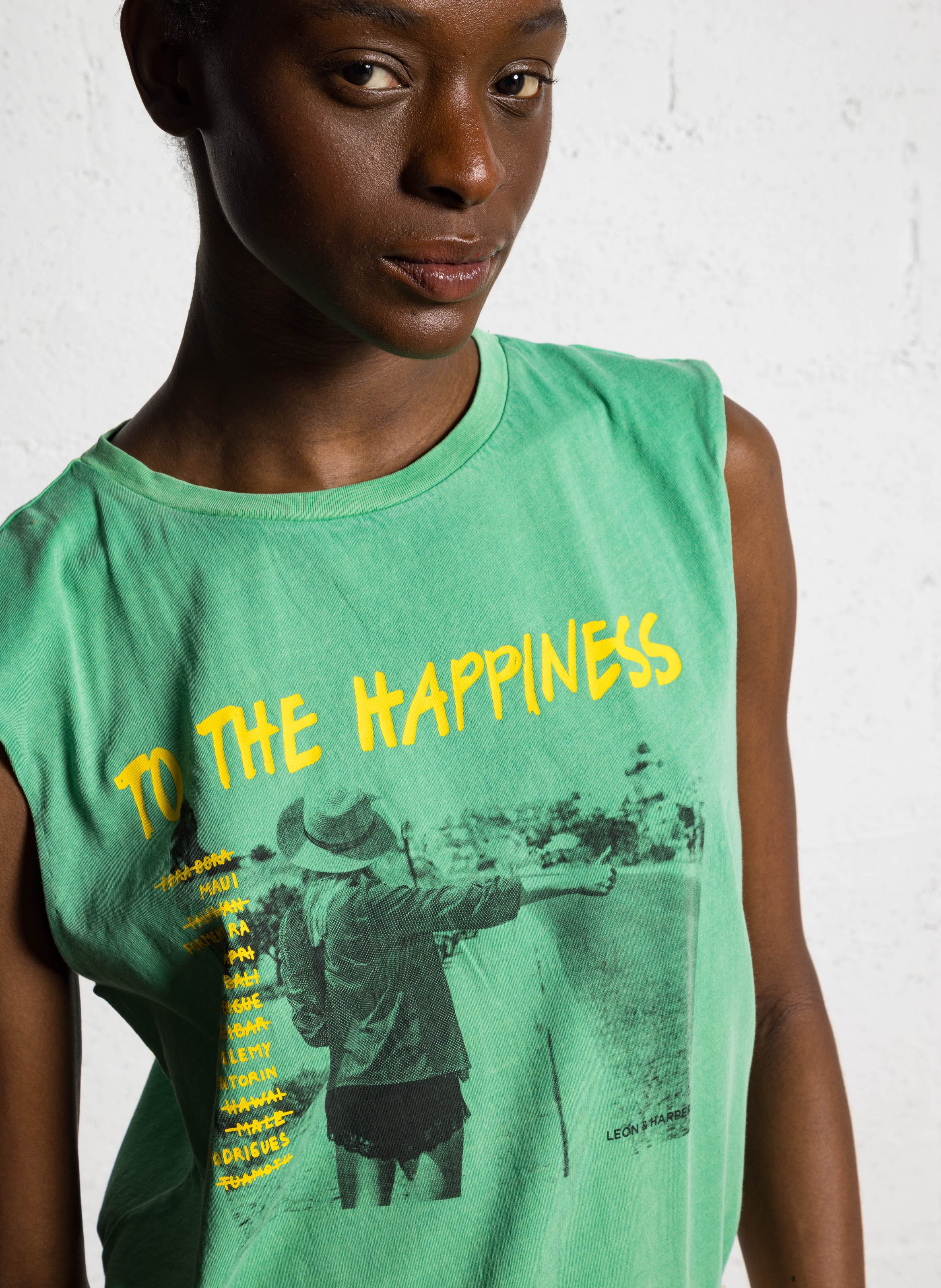 Round-neck organic cotton tank top Green Leon & Harper - Women DODE ...