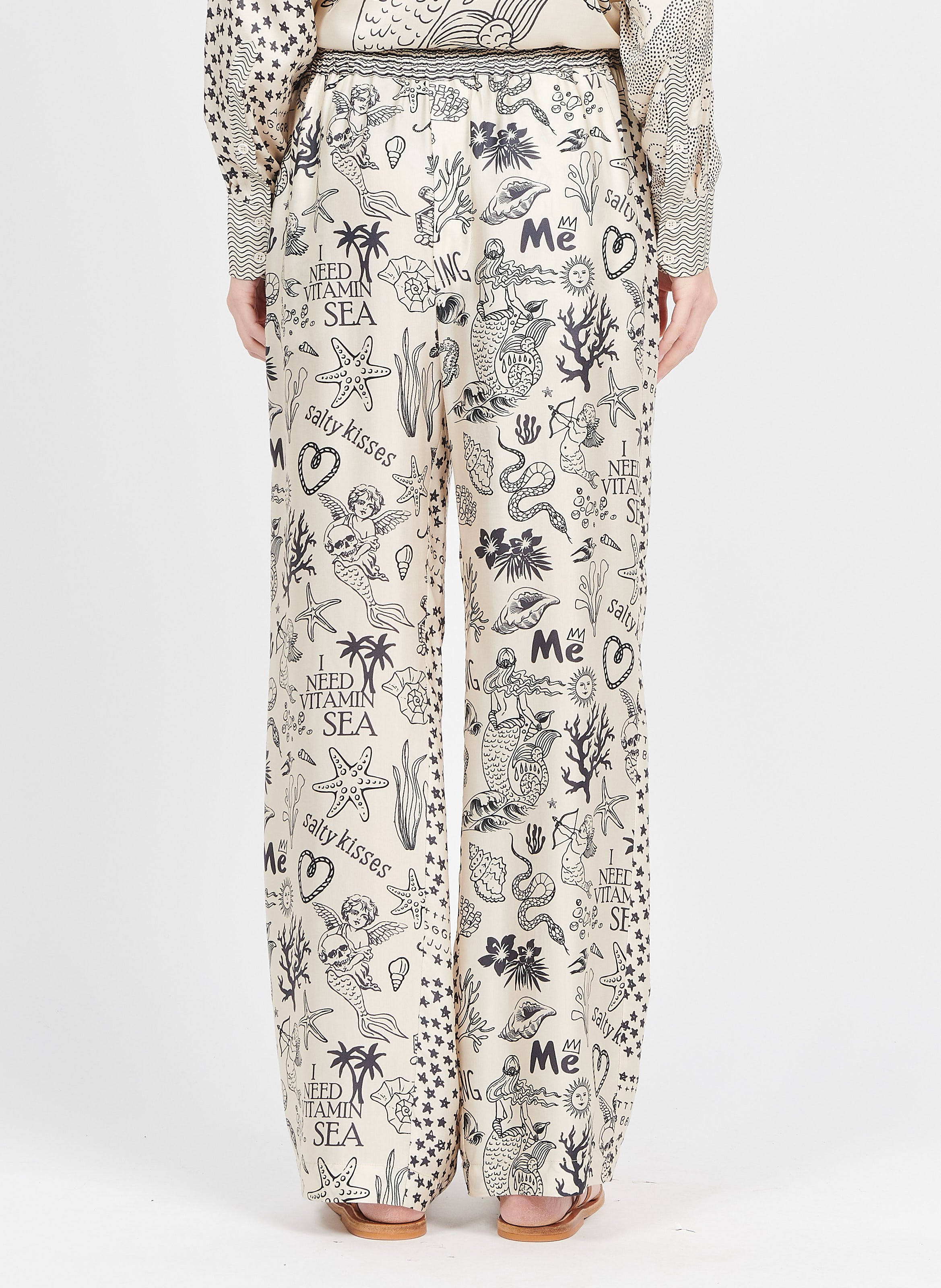 Fließende Hose Mit Print Mermaid Sack S - Damen | Place des Tendances