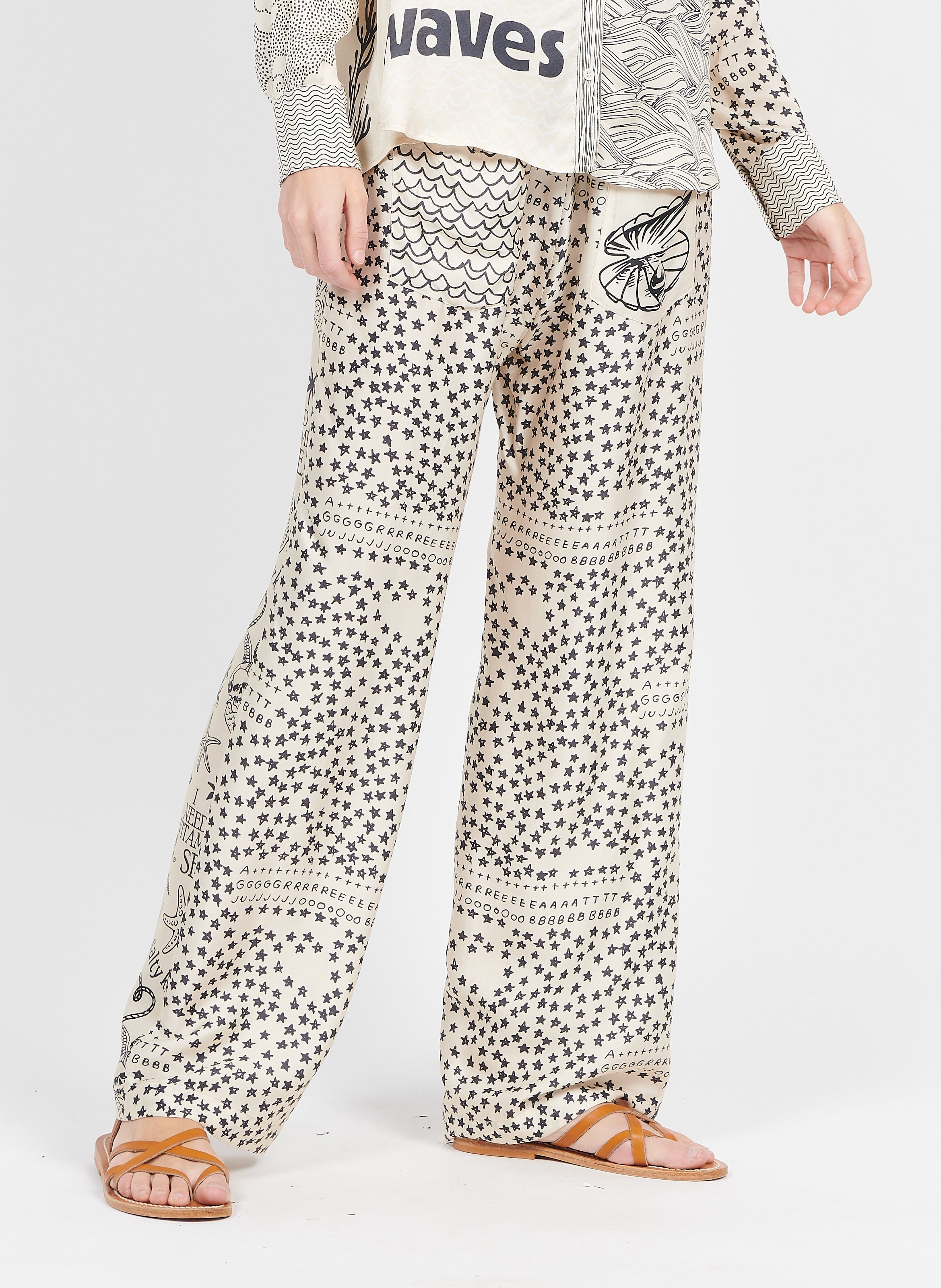 Fließende Hose Mit Print Mermaid Sack S - Damen | Place des Tendances