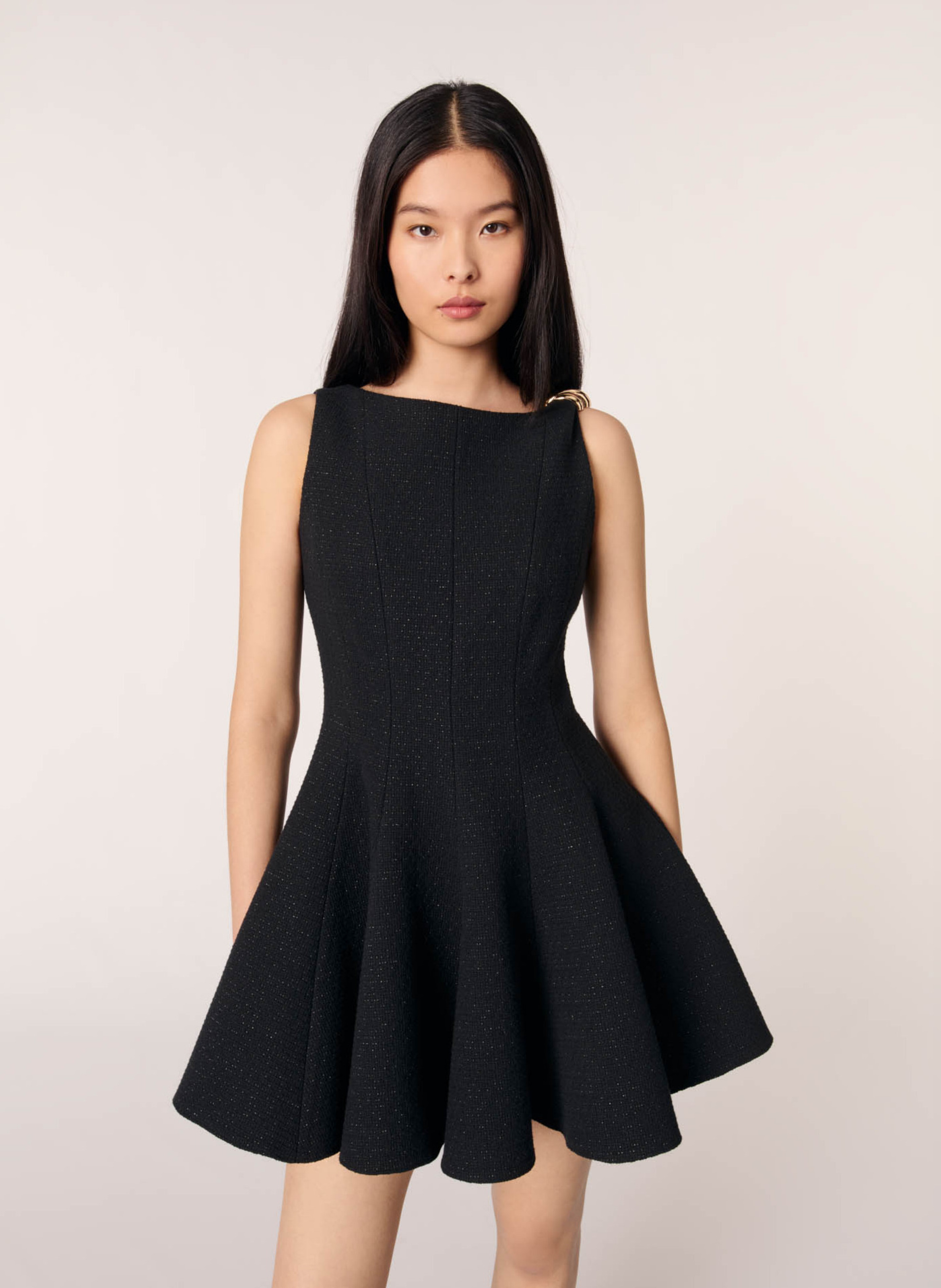 Robe courte évasée en coton mélangé Noir Maje - Femme MFPRO04194 ...