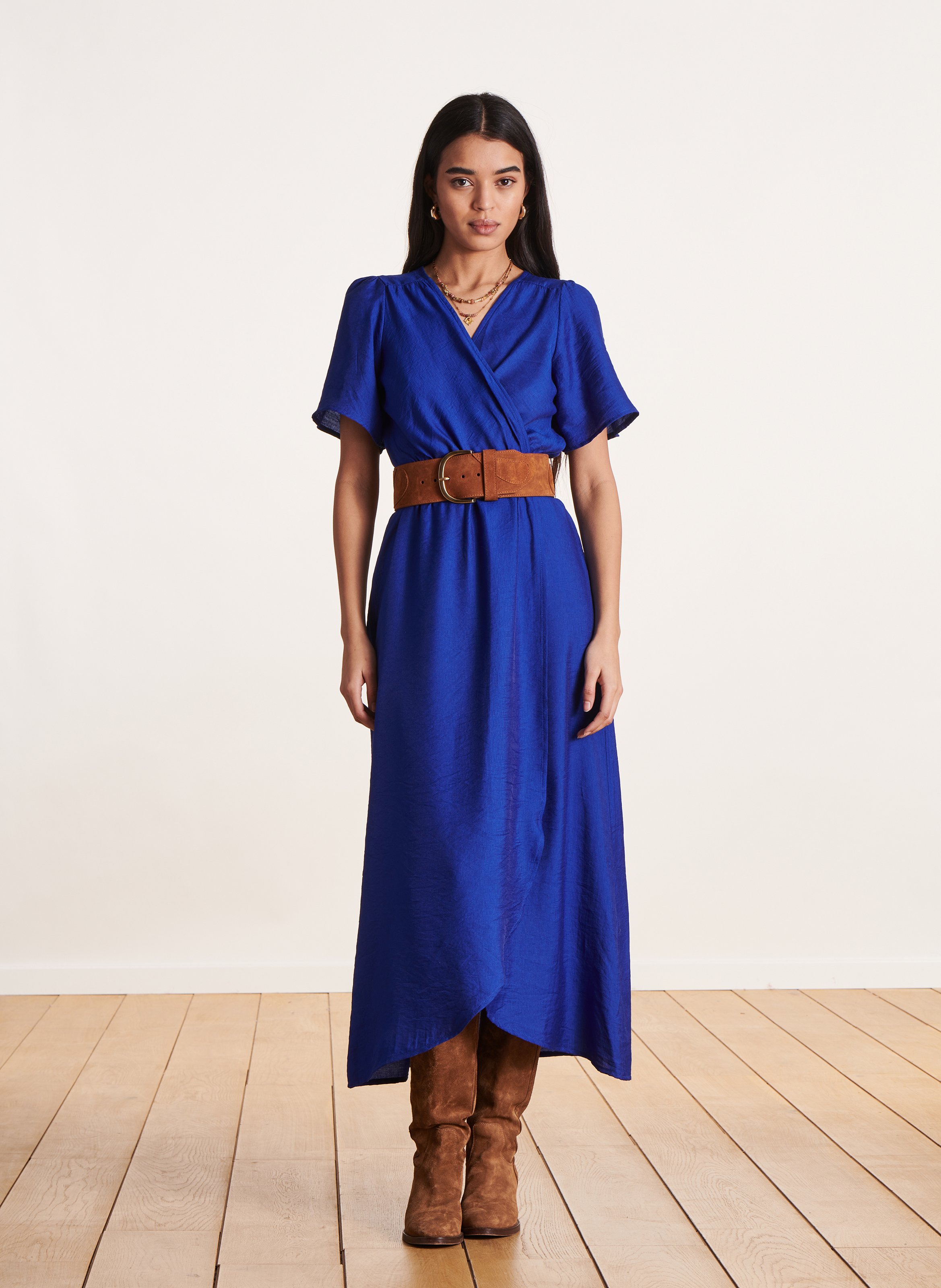 Robe midi col v Bleu roi La Fee Maraboutee - Women FJ-RO-CORDULA-Q ...