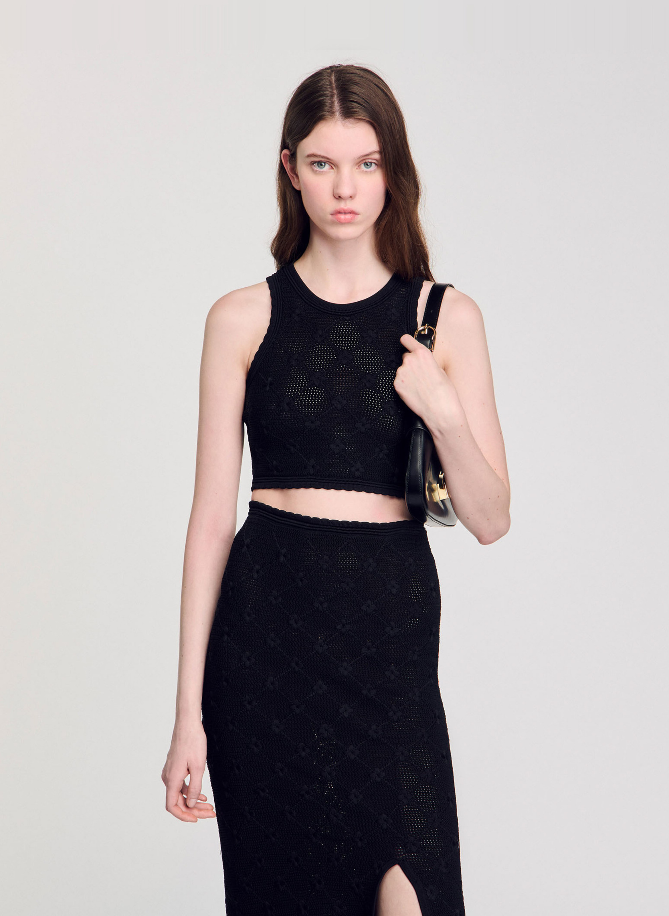 Slim-fit knit top Noir Sandro - Women SFPPU02568 | Place des Tendances