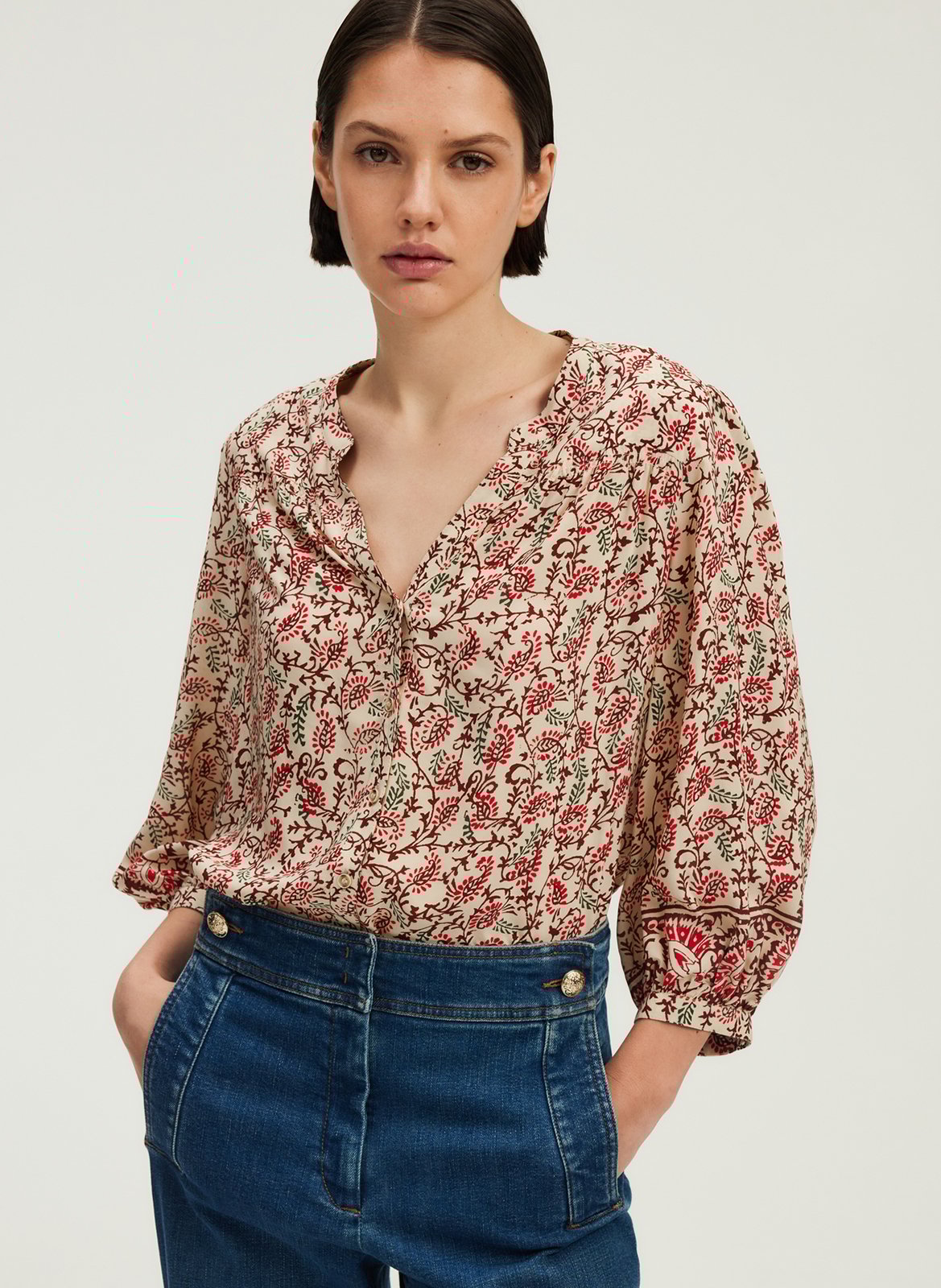 Chemise col tunisien Utya Beige rose Pablo - Femme PBC12B667 | Place ...