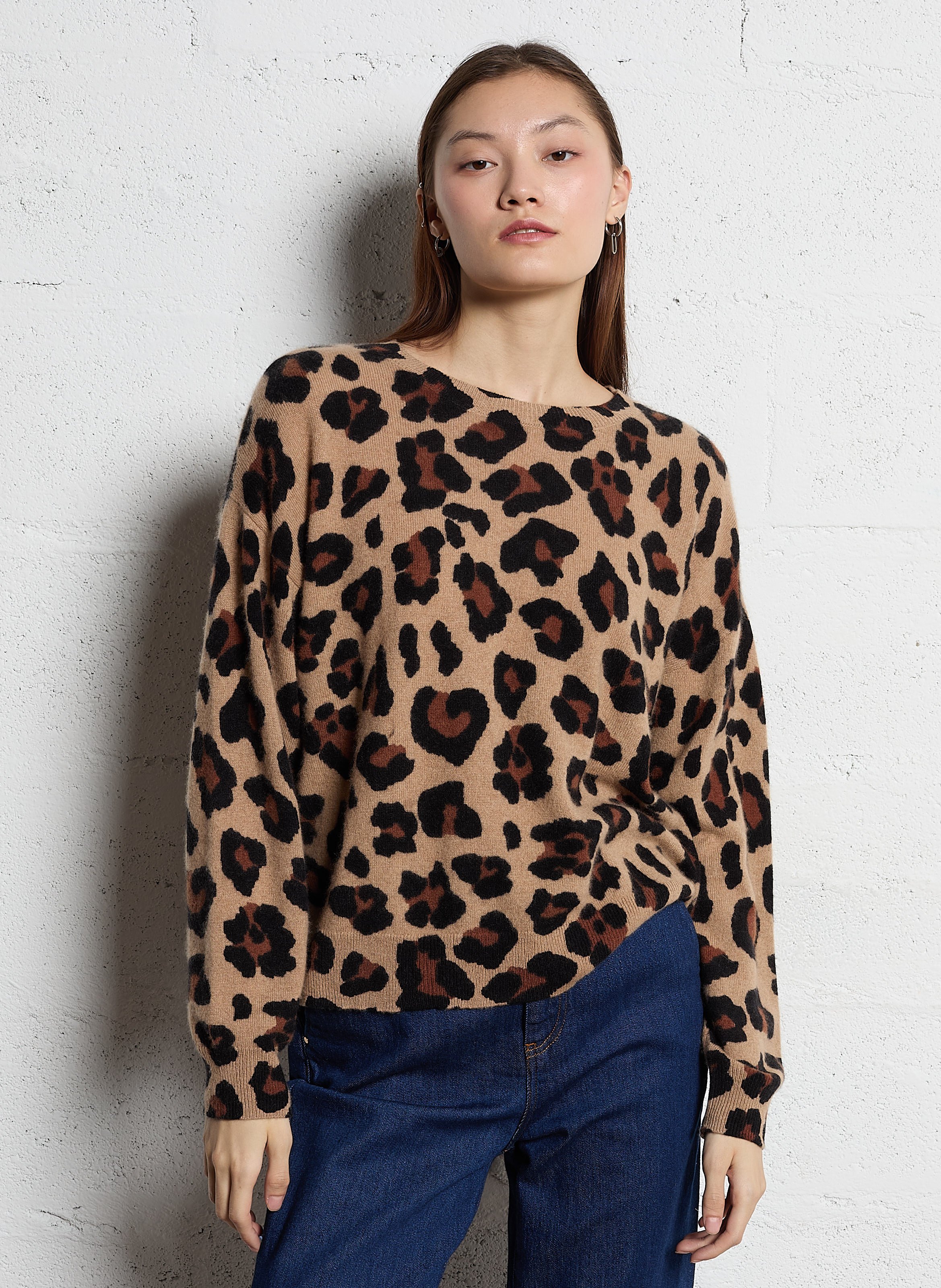Straight Cashmere Sweater With Print Camel Sud Express - Women - 35533 ...