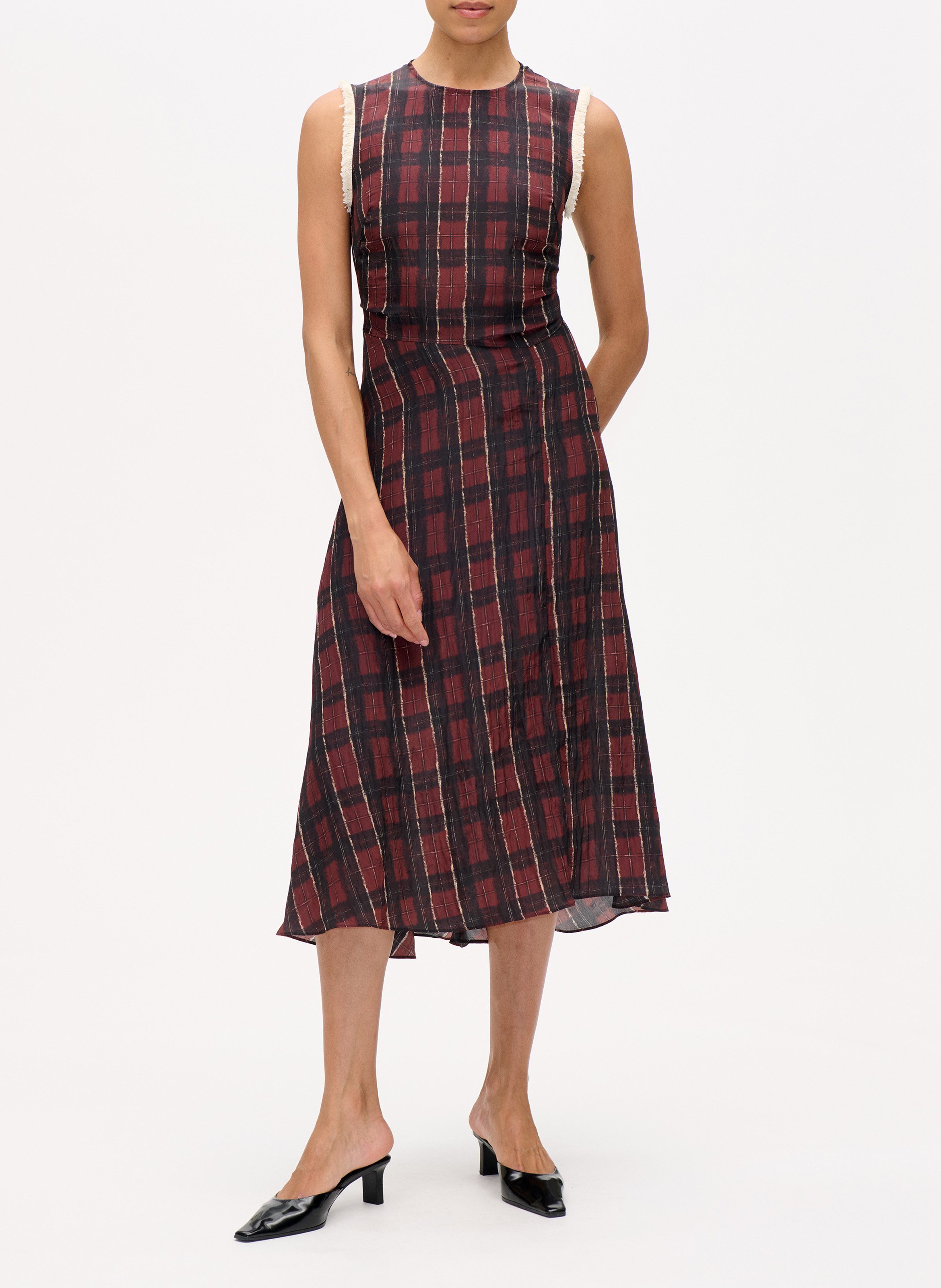 Robe midi droite à carreaux Atina Dark red check Baum und pferdgarten - Femme 24385 | Place des ...