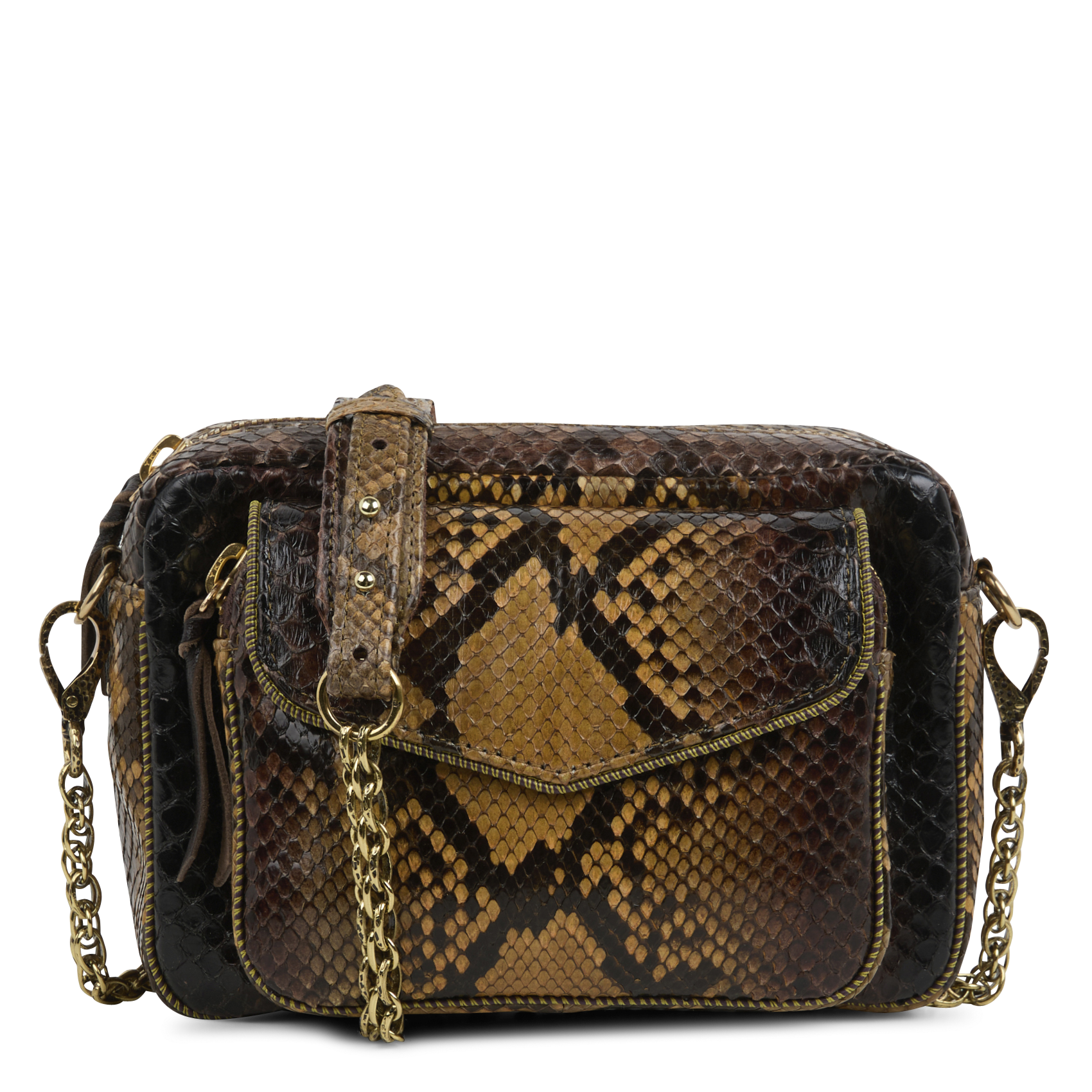 Crossbody Bag In Python Leather Python Oeil De Tigre Claris Virot - Women - 3530-PYTHON OEIL DE ...