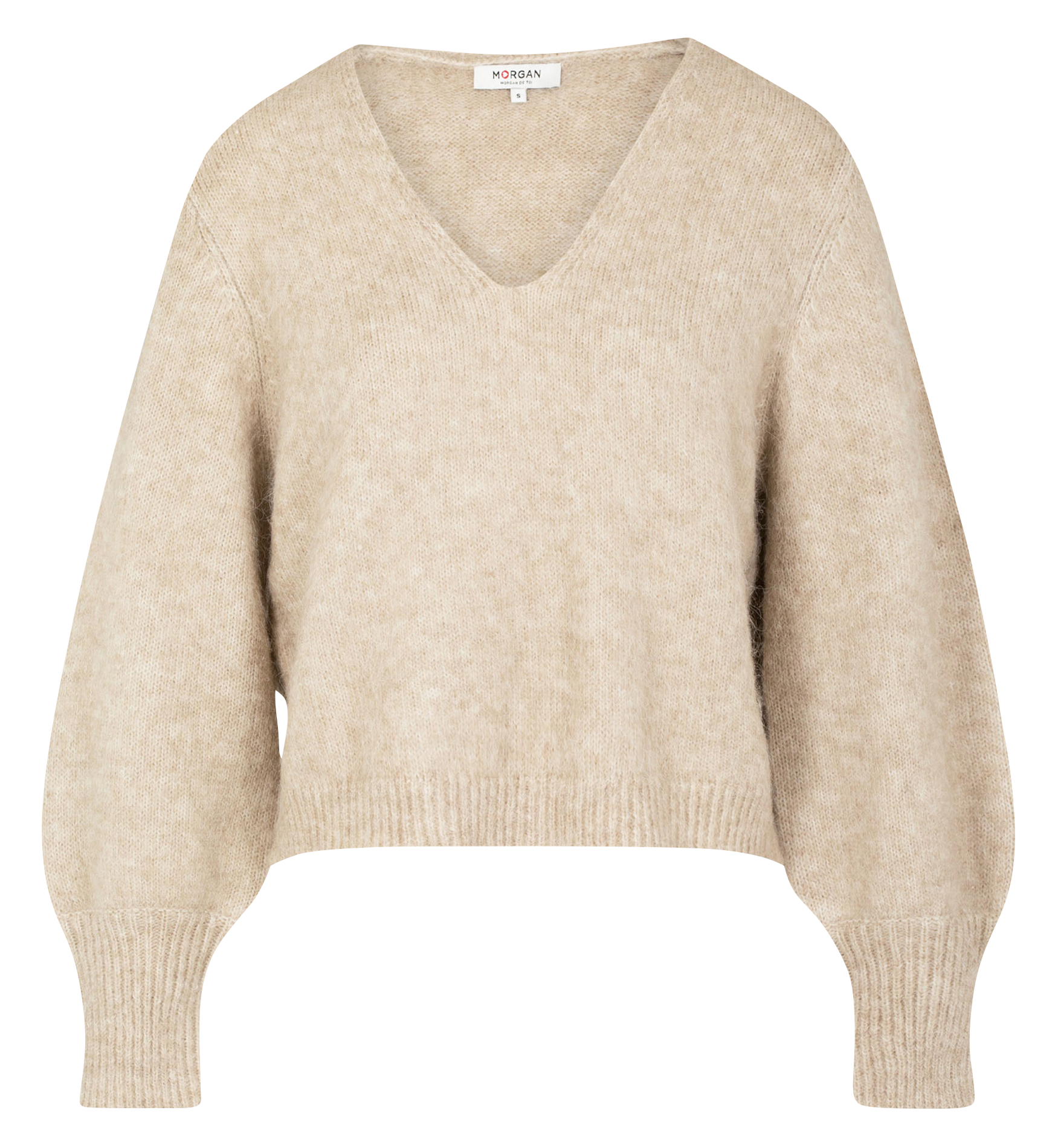 Straight-cut V-neck Sweater Beige Type Morgan - Women | Place des Tendances