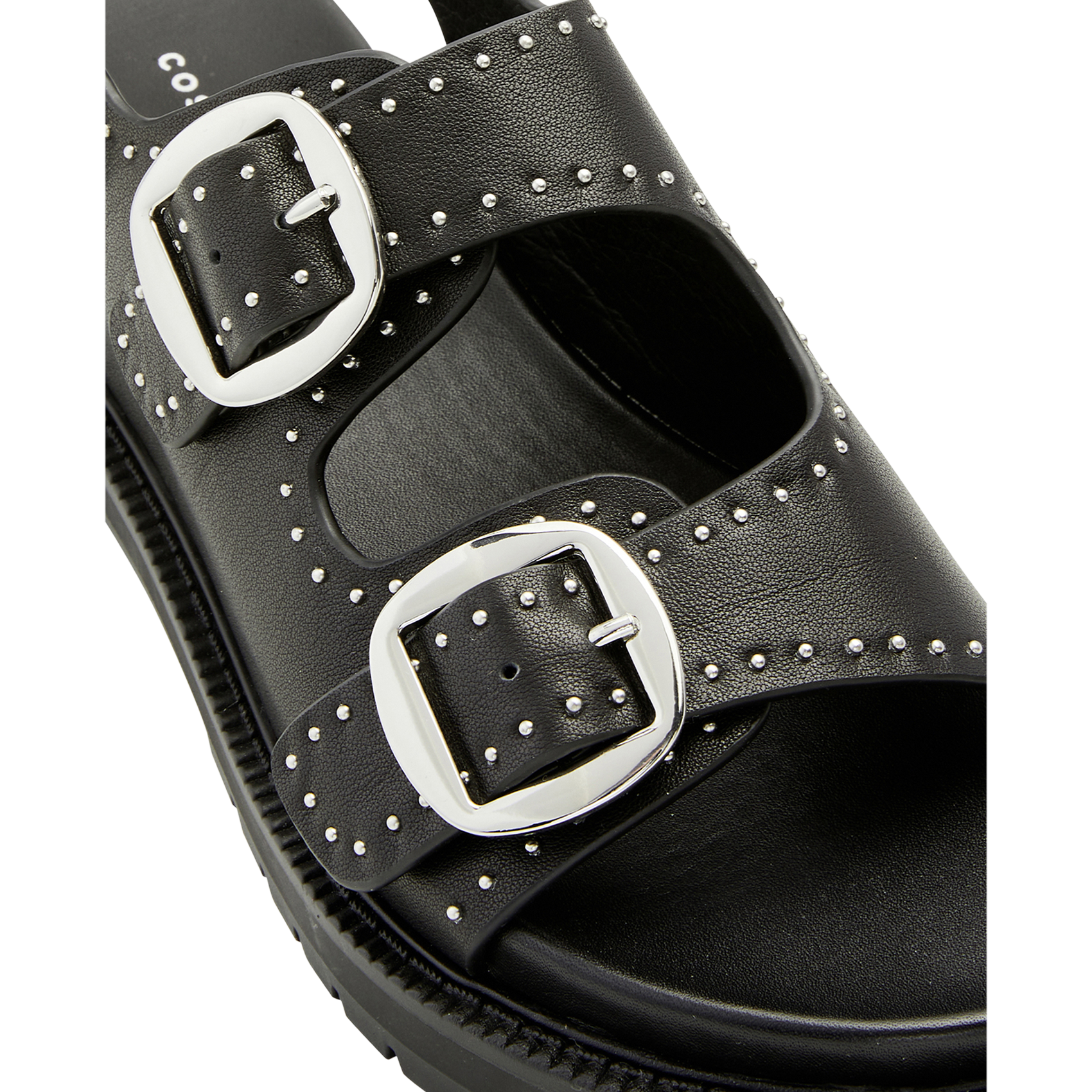 Sandales Plates En Cuir à Clous Haliza Noir Cosmoparis - Femme - 348276 ...