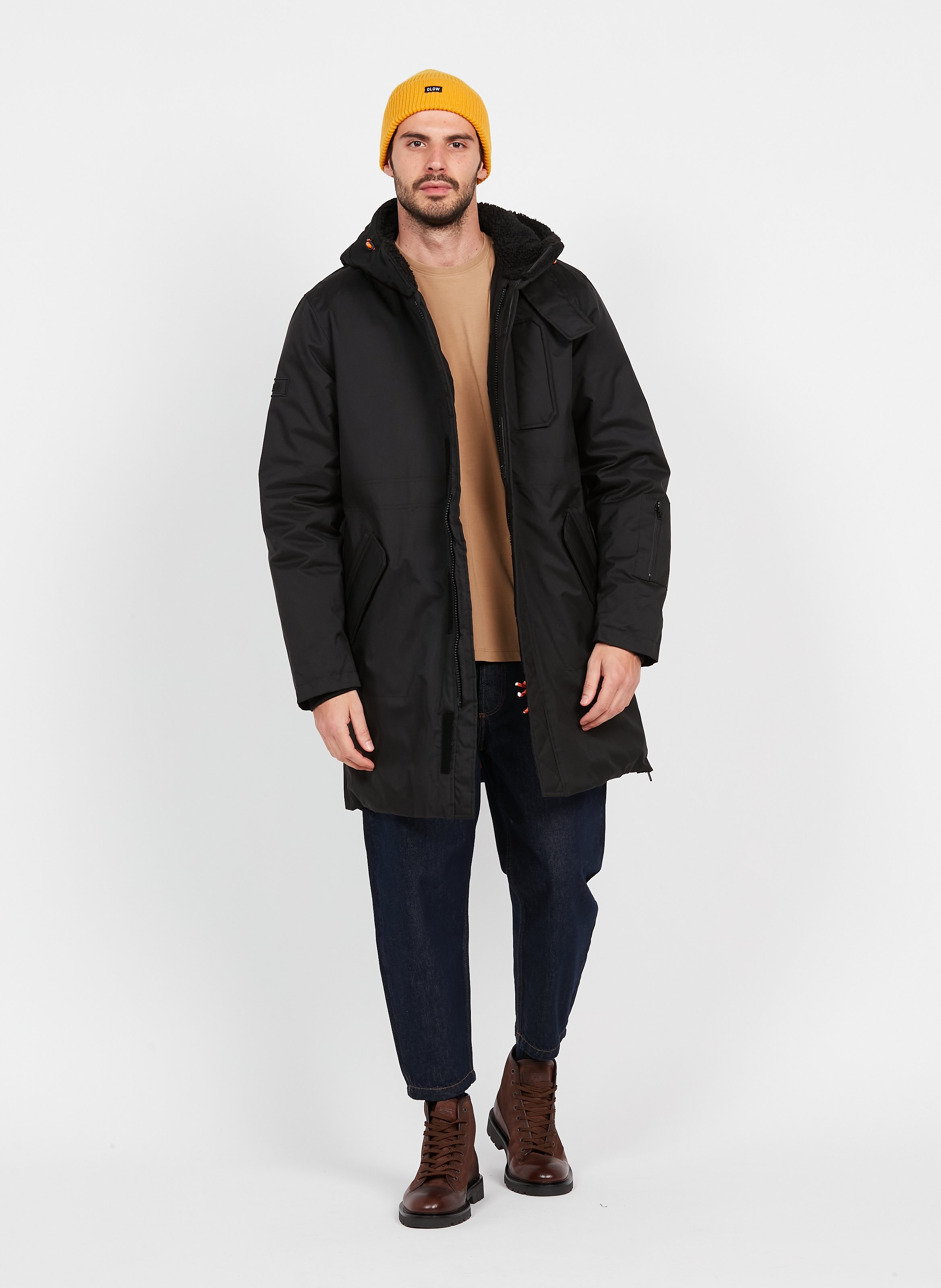 Straight Cotton Round-neck T-shirt Kelp Selected - Men - 16087842-17 ...