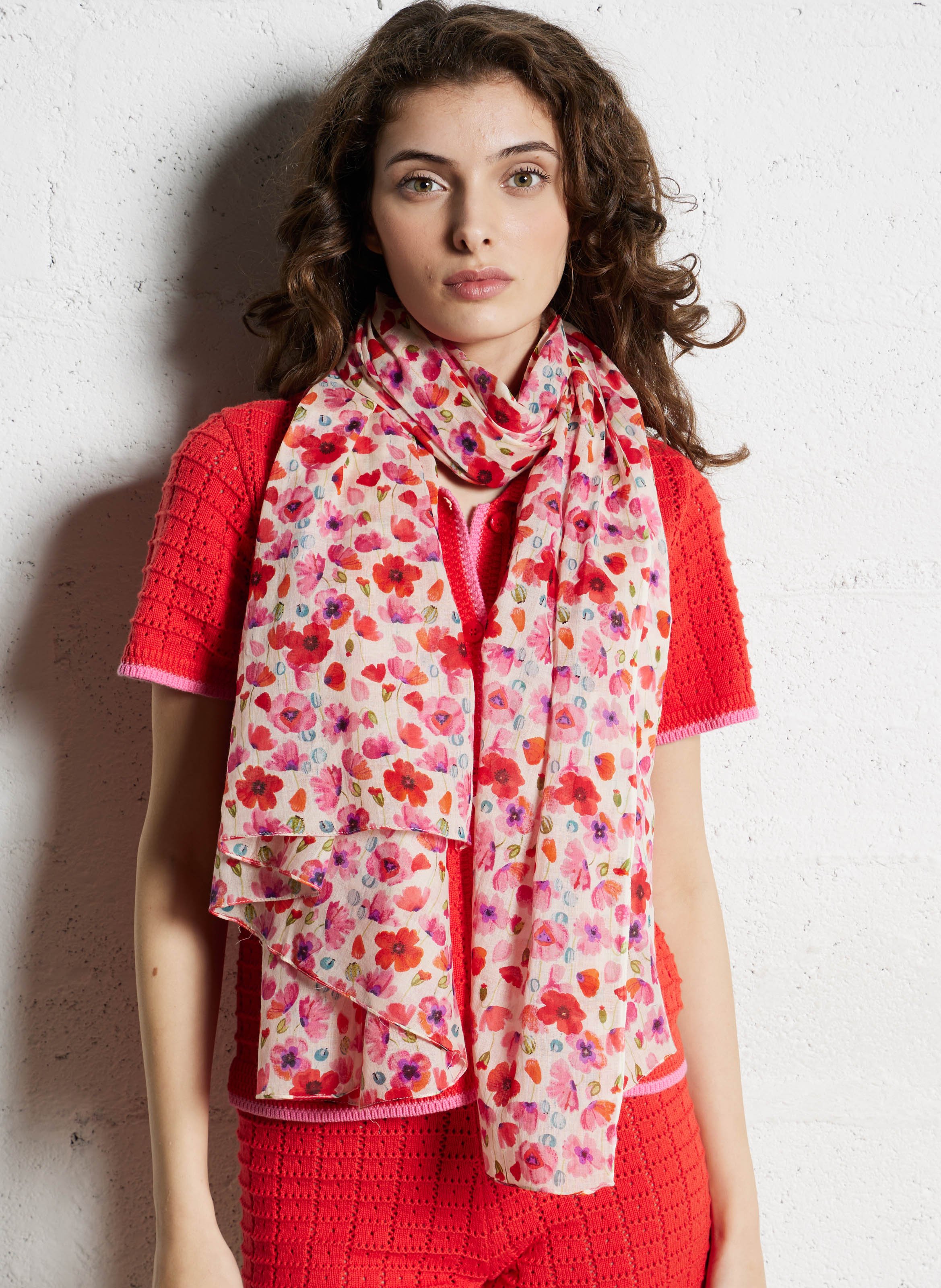 Cotton floaty scarf Rose Au Printemps Paris - Women 65919 | Place des ...