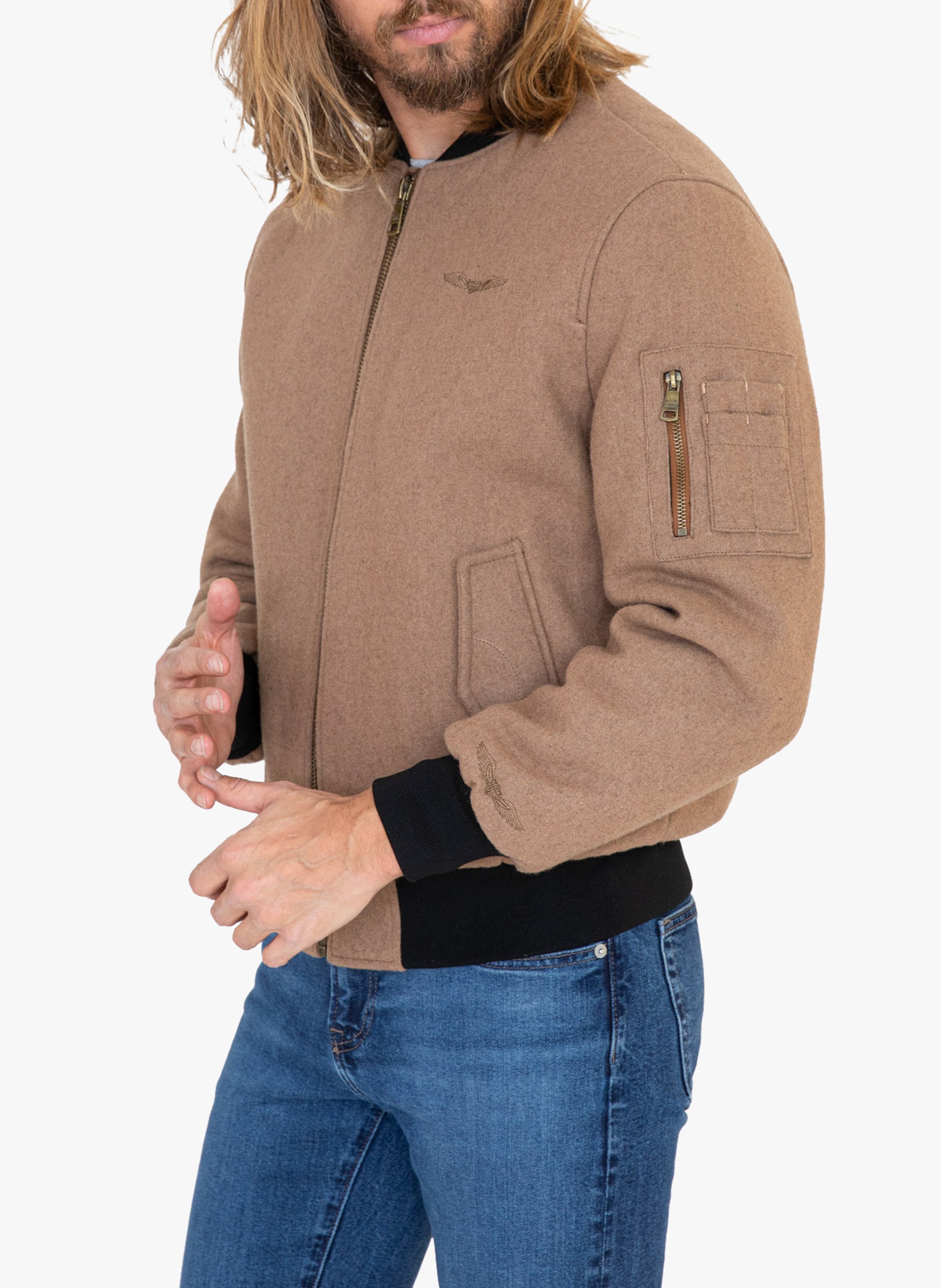 Wool-blend bomber jacket Beige Bombers Original - Men TRACK | Place des ...