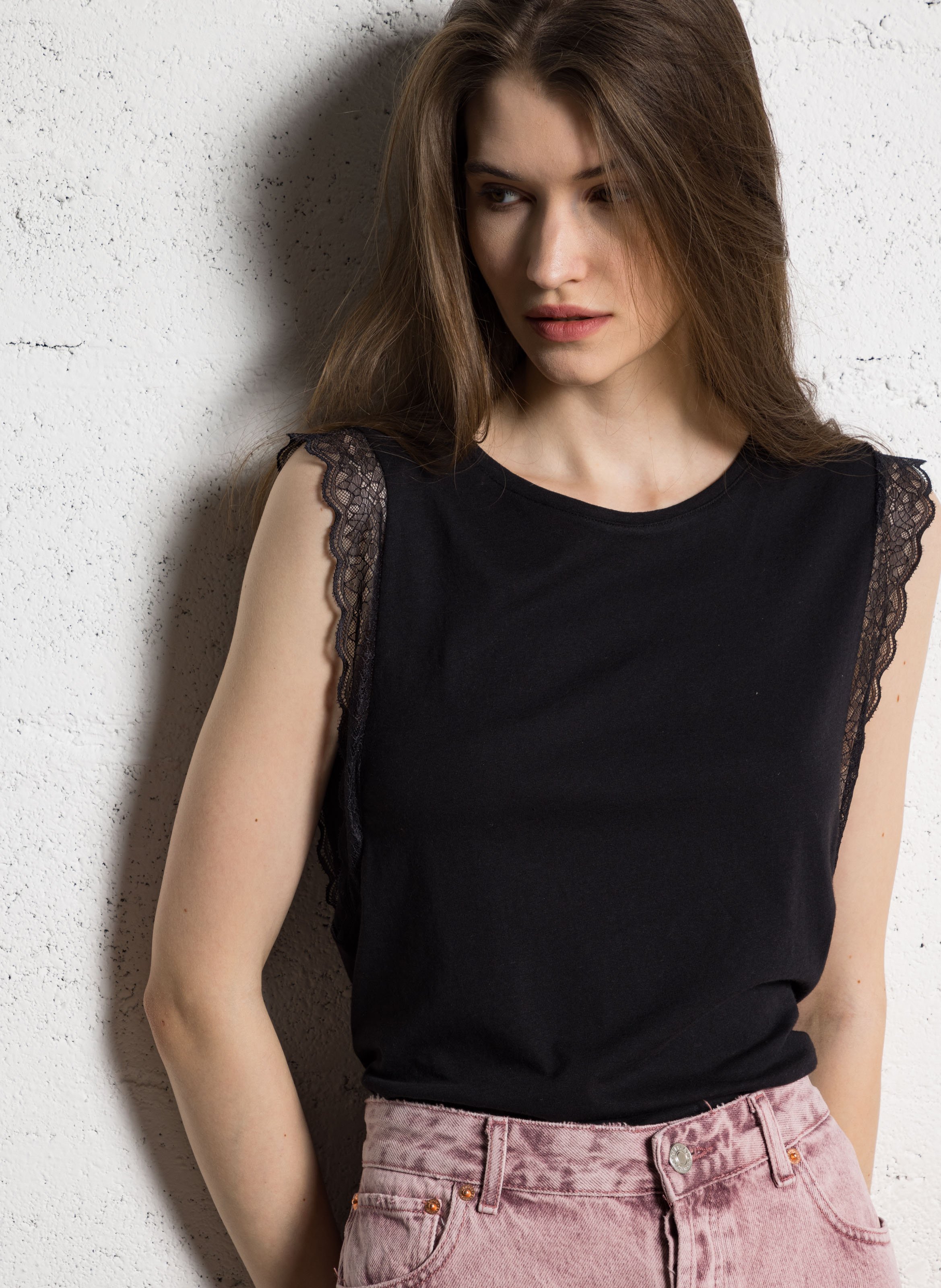 Cotton-blend straight-cut top Noir Des Petits Hauts - Women 1E250243 ...