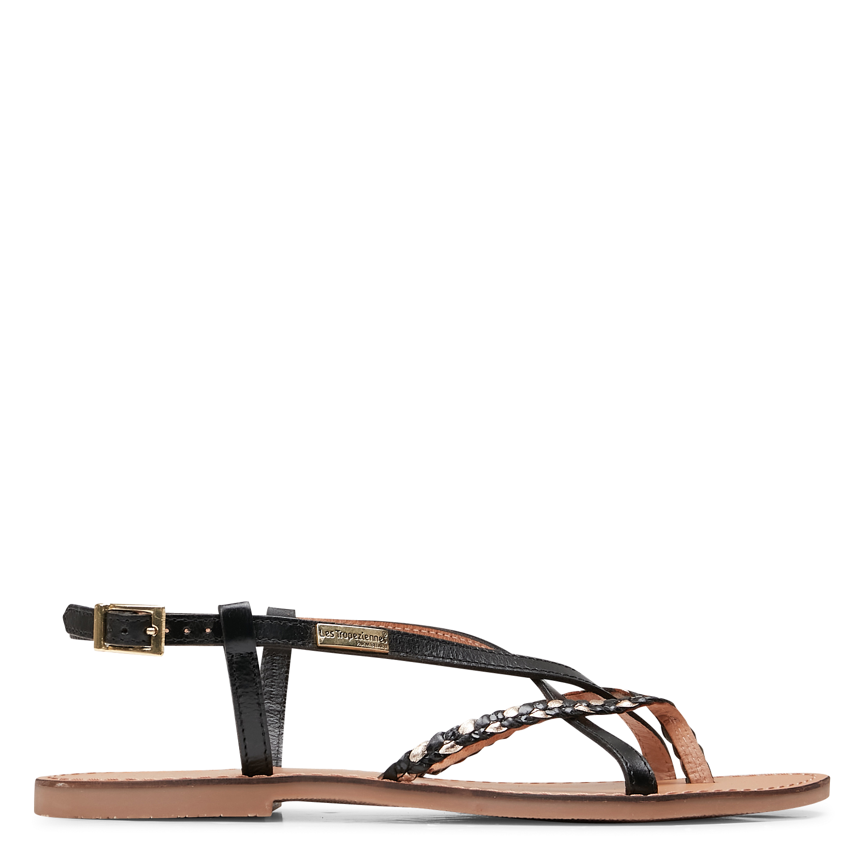 Metallic leather flat sandals Noir multi Les Tropeziennes Par M.Belarbi ...