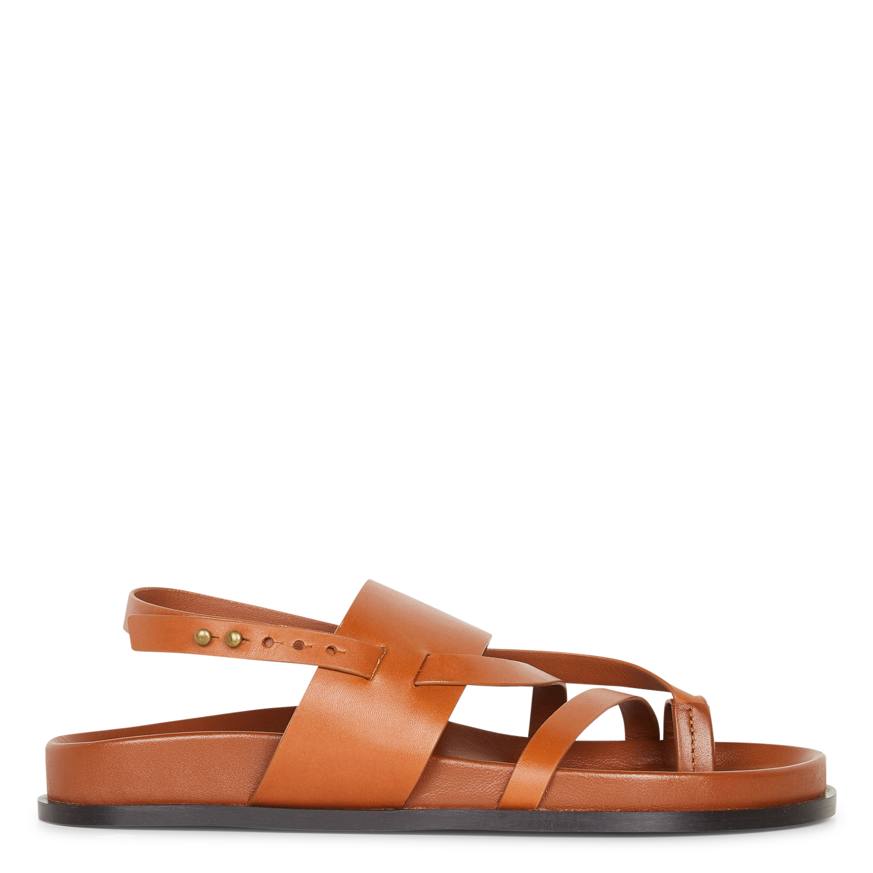 Aouda flat leather sandals Plain cognac Leon & Harper - Women CAPEL LC2 ...