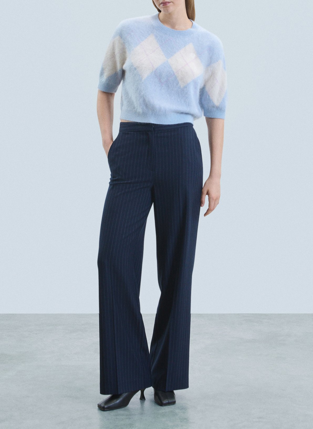 Belted cashmere sweater Baby blue From Future - Women WPR02156 | Place ...