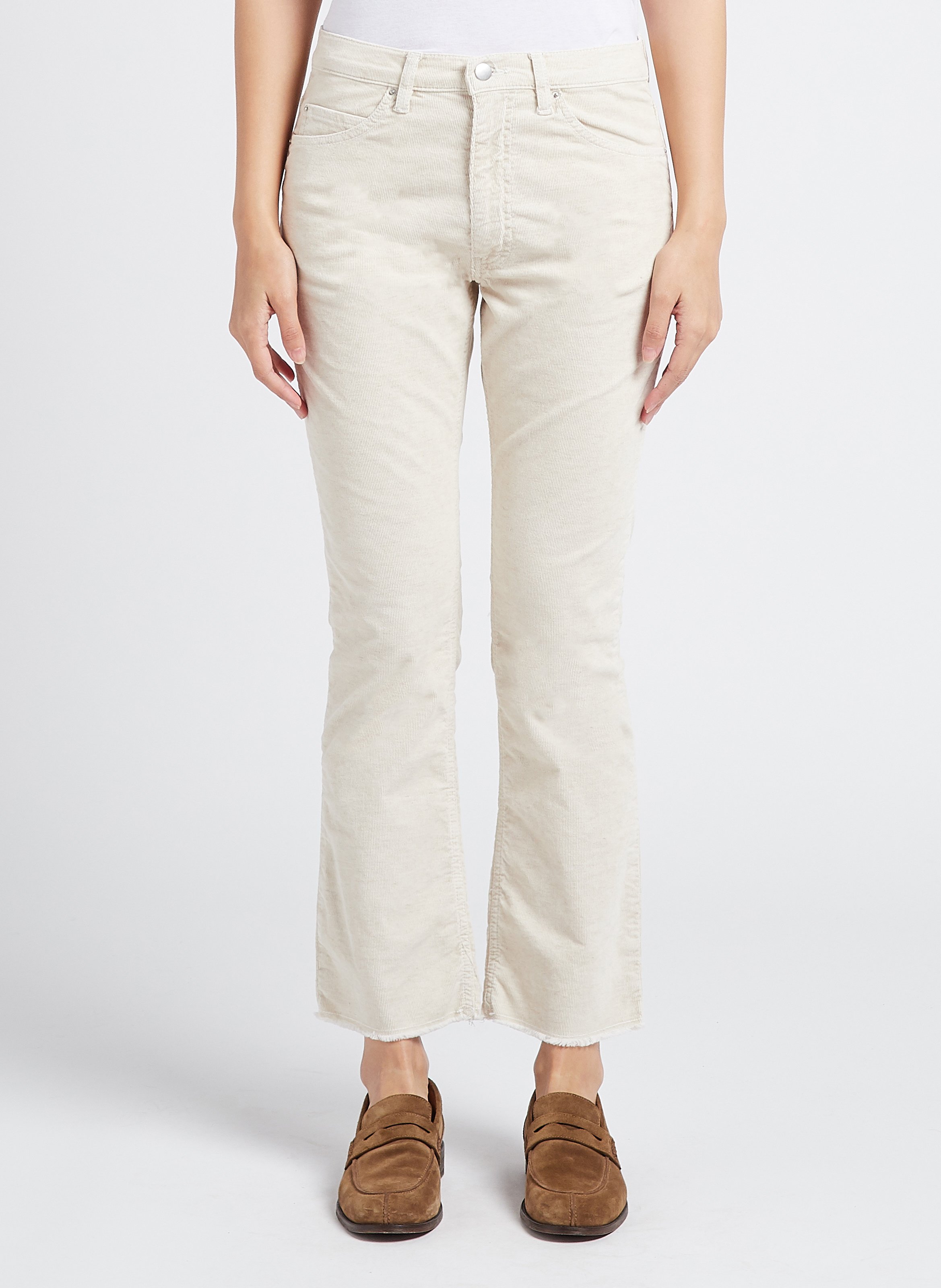 Cropped Cotton-blend Bootcut Jeans Natural Acquaverde - Women ...