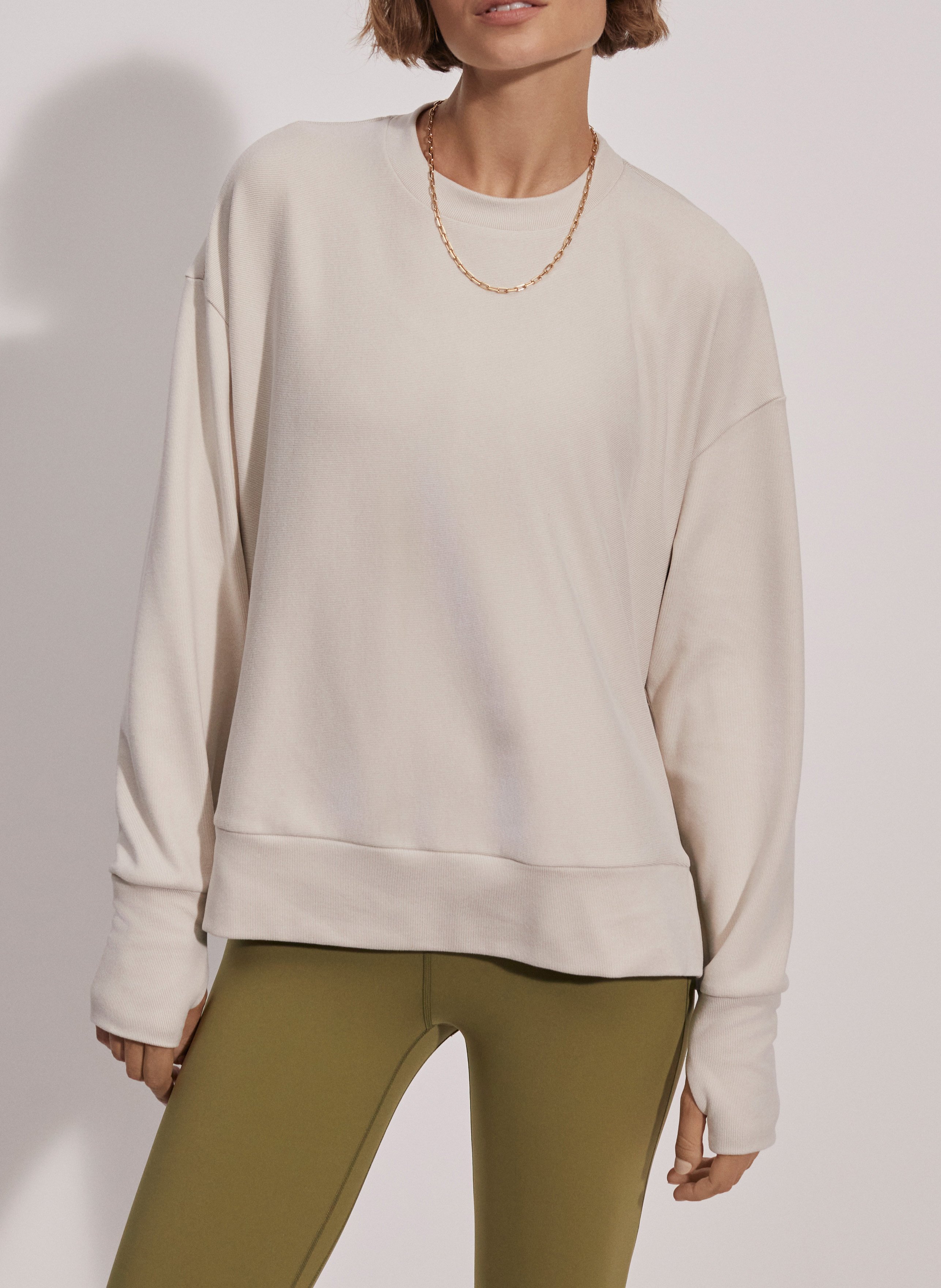 Soft Striped Zip-up Sweatshirt With Ribbed Edges Cement Marl Varley ...
