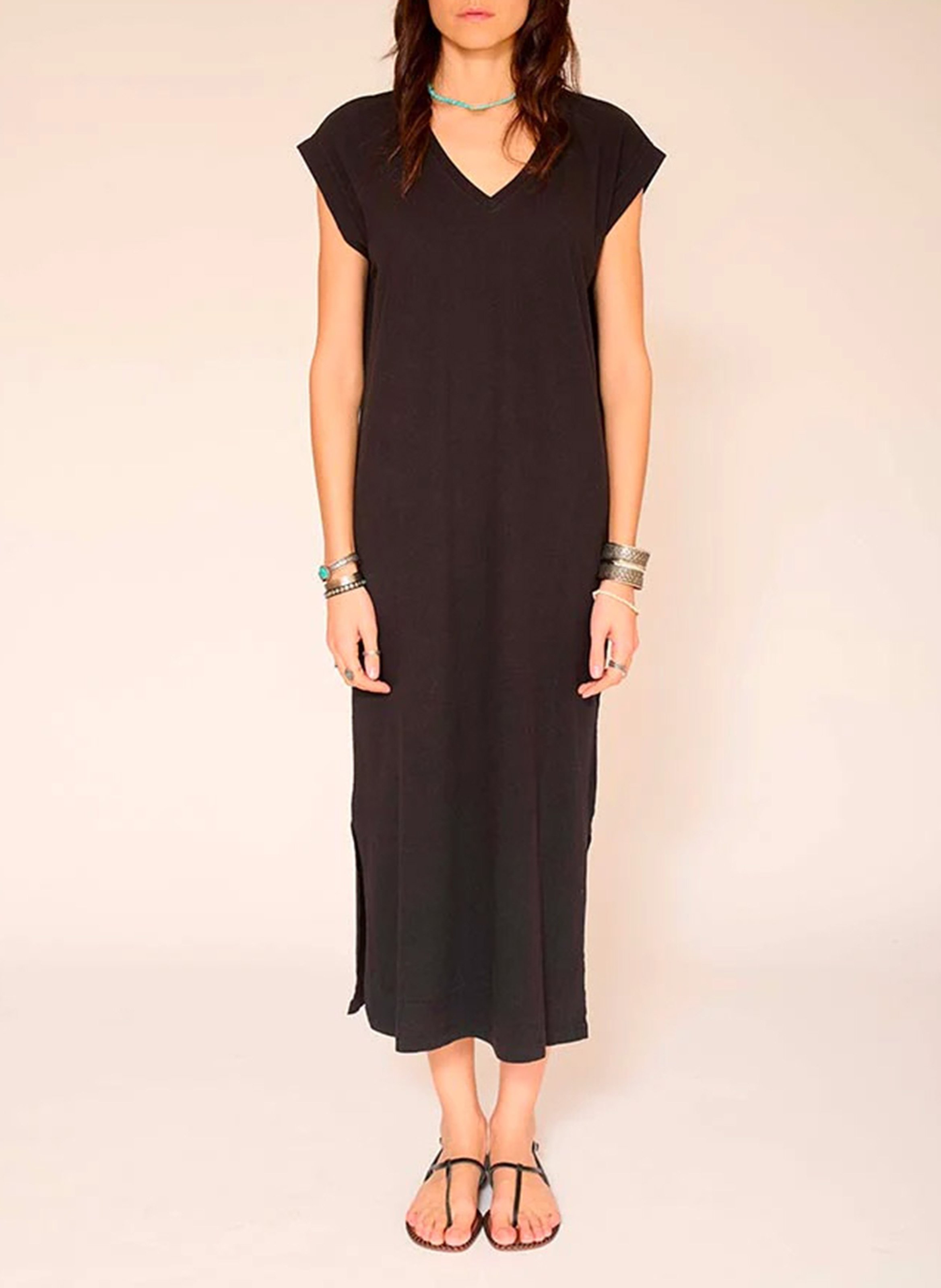 Straight long dress with slits Black Mkt - Women 25S-ROKSA | Place des ...