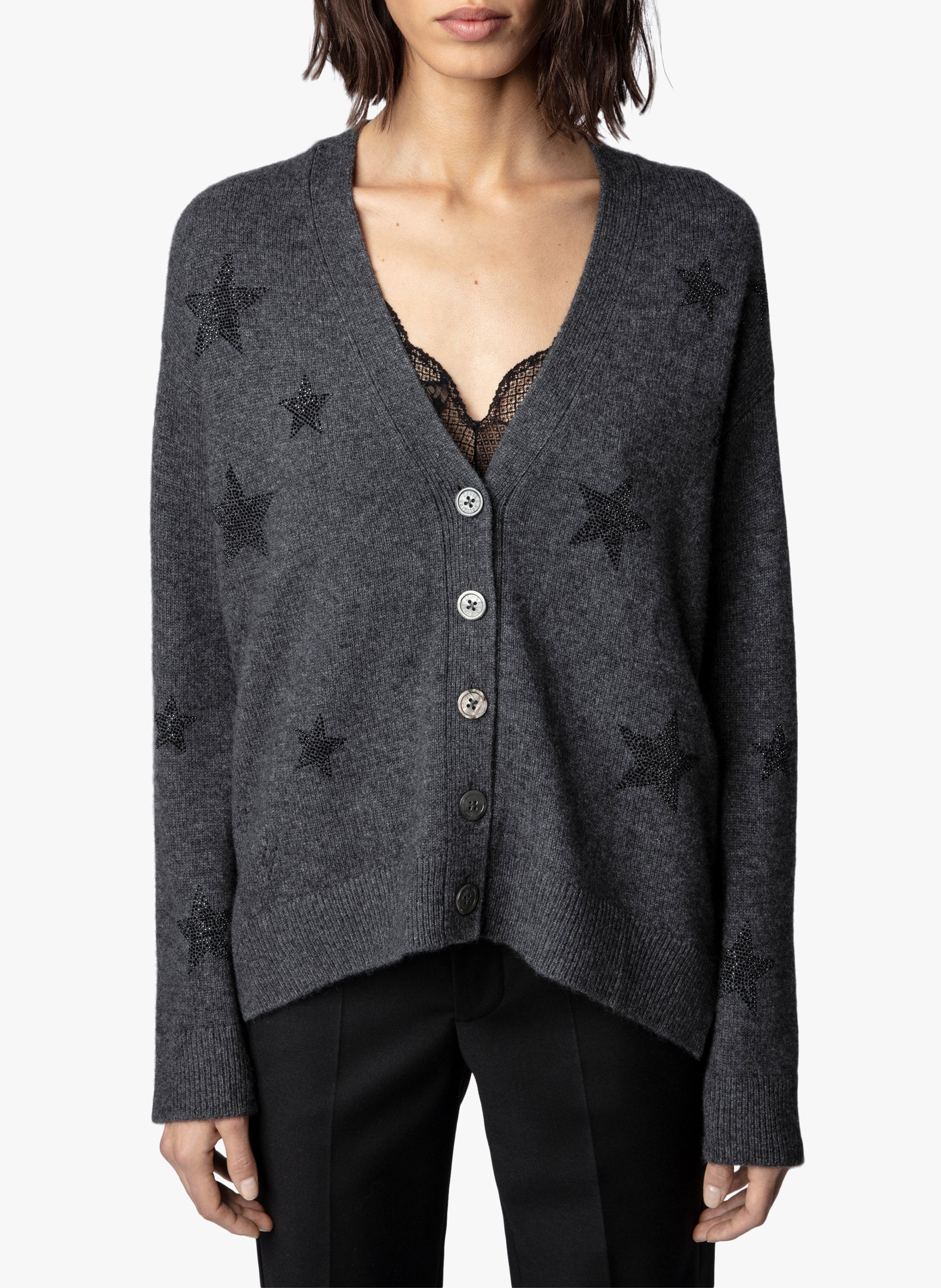 Printed Cashmere Cardigan Anthracite Zadig&voltaire - Women | Place des ...