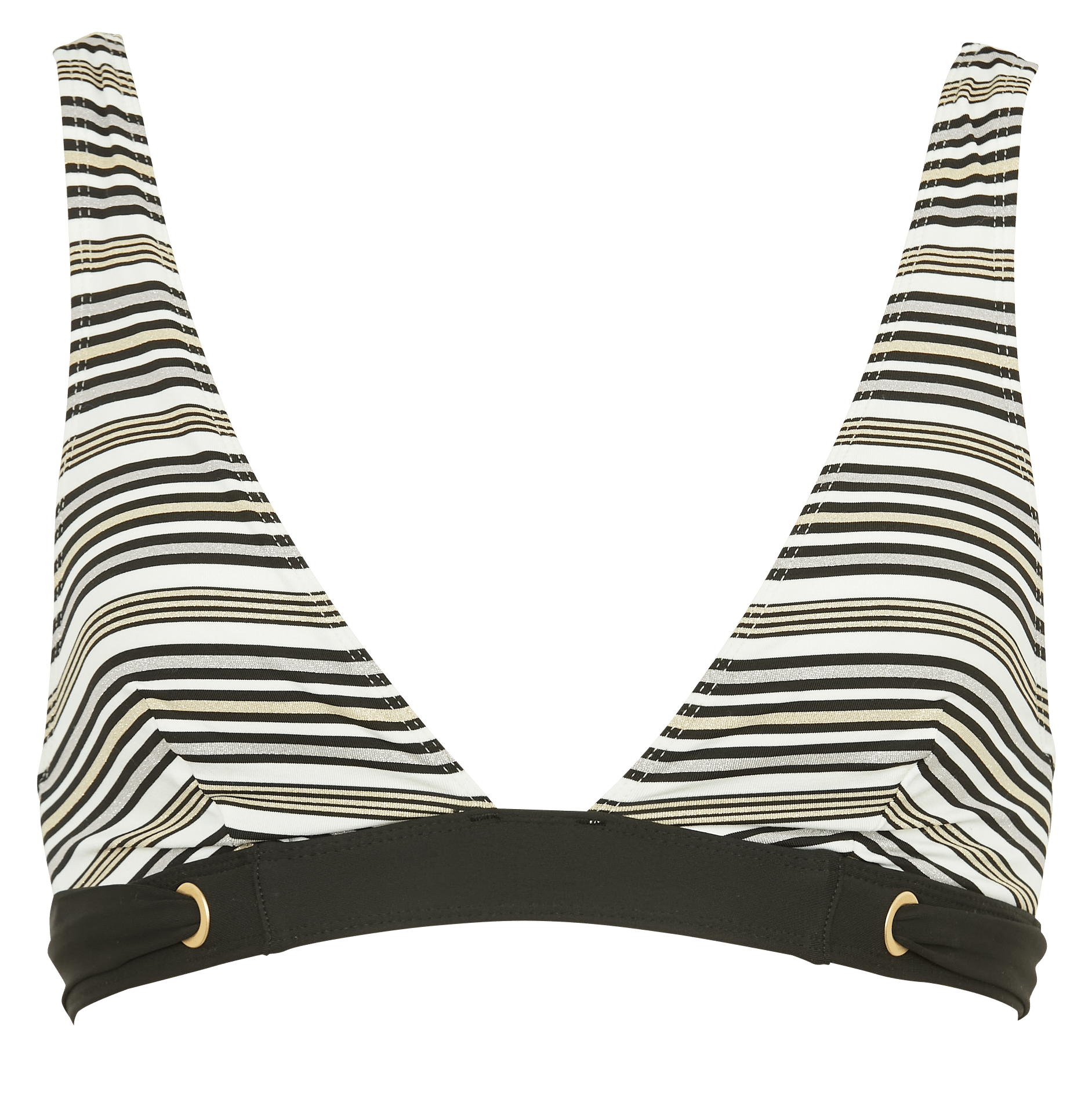 Striped Bikini Top Noir Livia - Women | Place des Tendances