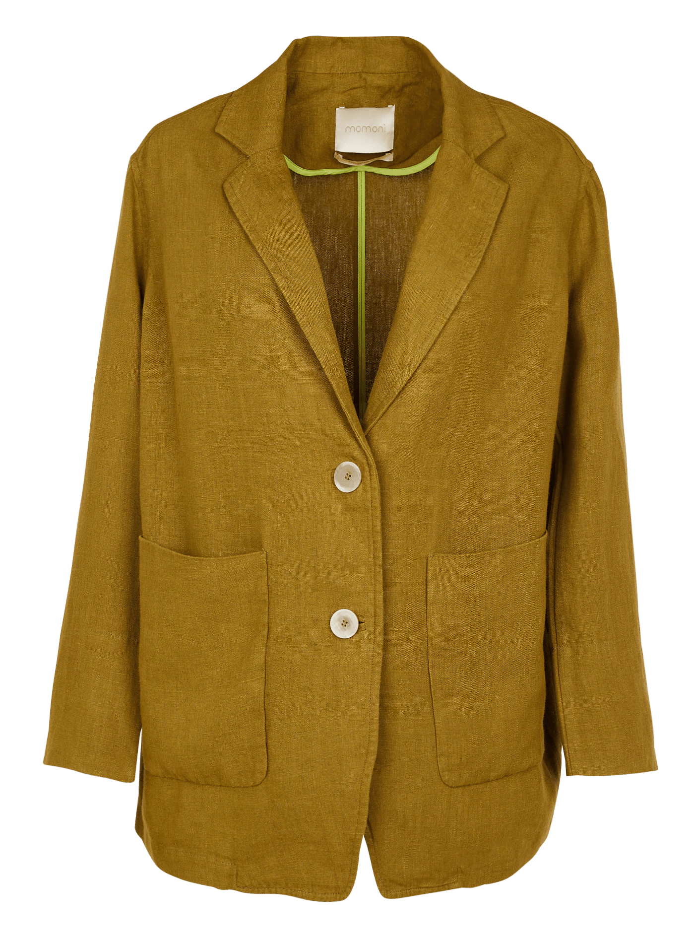 Linen Jacket With Tailored Collar Verde Militare Momoni - Women | Place ...