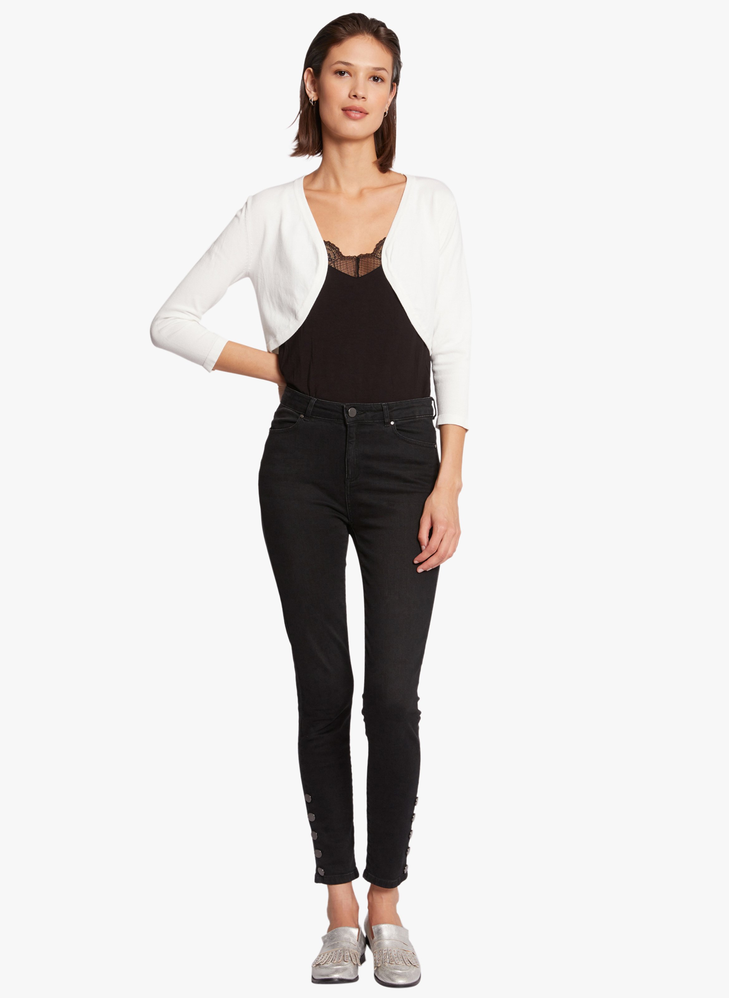 Fitted V-neck Bolero Off White Morgan - Women | Place des Tendances