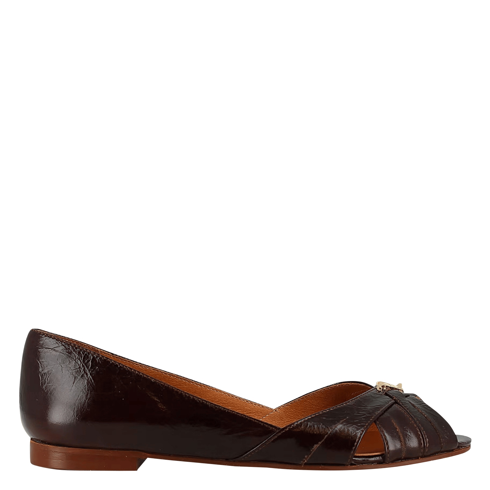 Crossed open-toe ballet flats Marron Jonak - Women 264-DRAPEAU CUIR ...