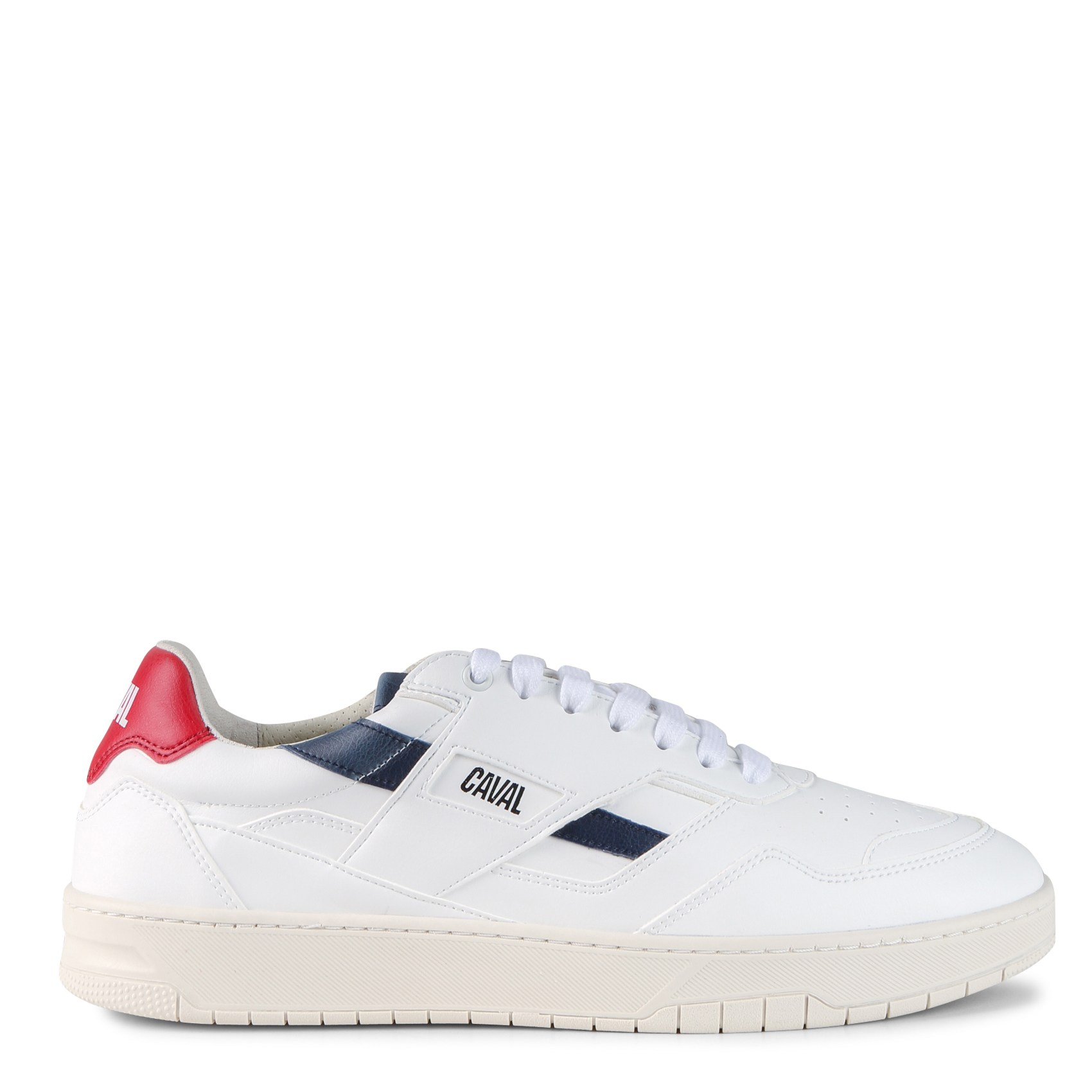 Baskets basses en cuir vegan Vegan navy flag Blanc bleu rouge Caval ...