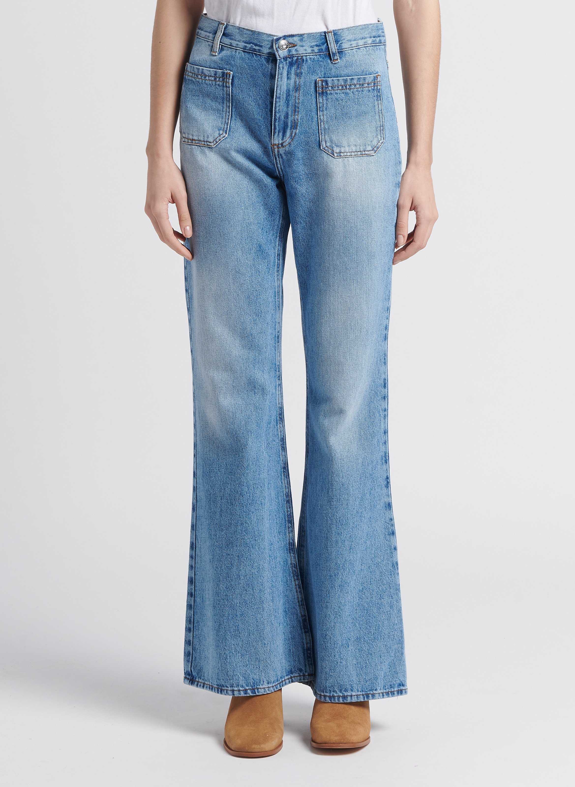 Jean Flare En Coton Odessableach Bleach Berenice - Femme ...