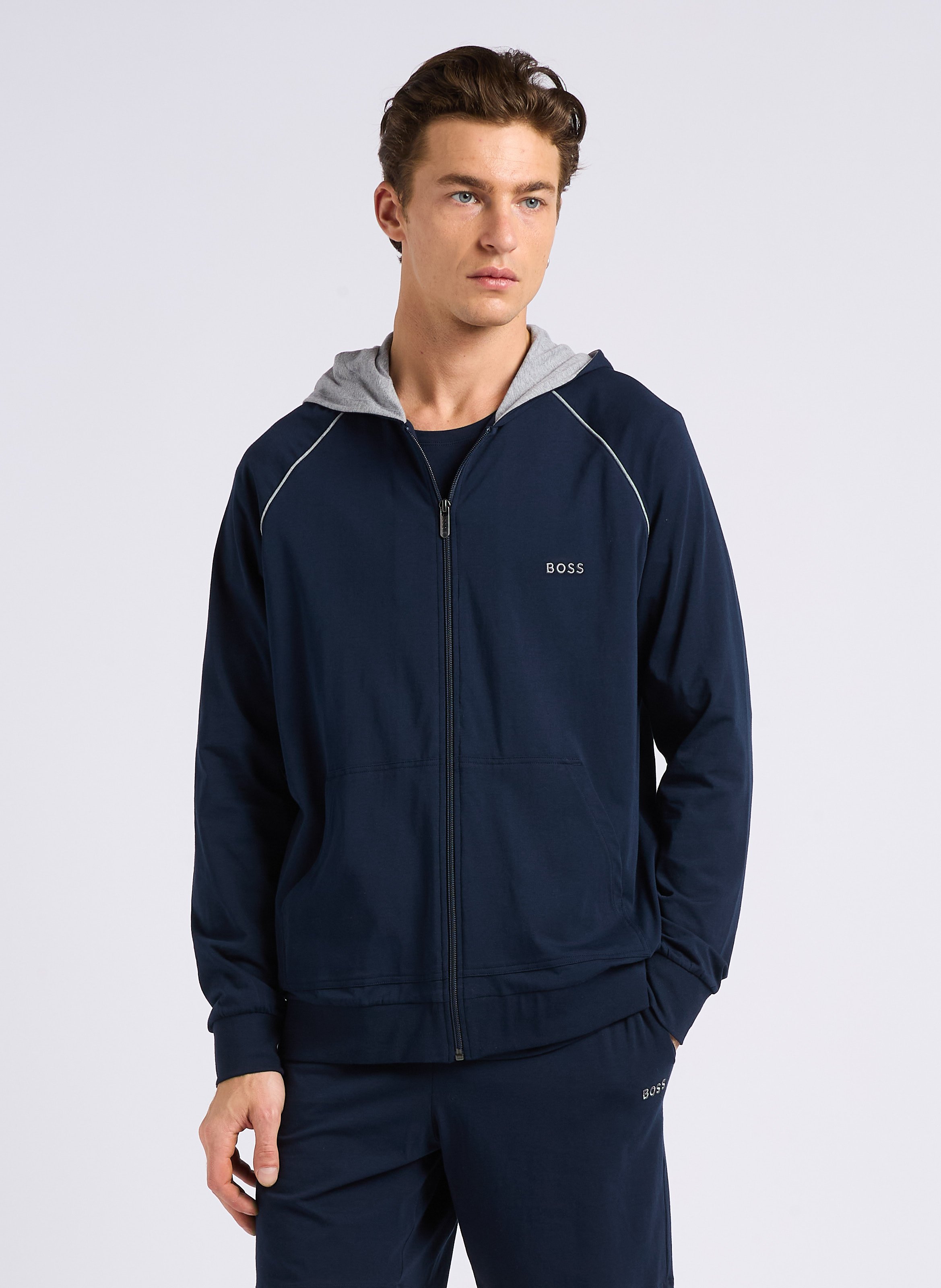 Zip up Hoodie Bleu Fonce Boss Men