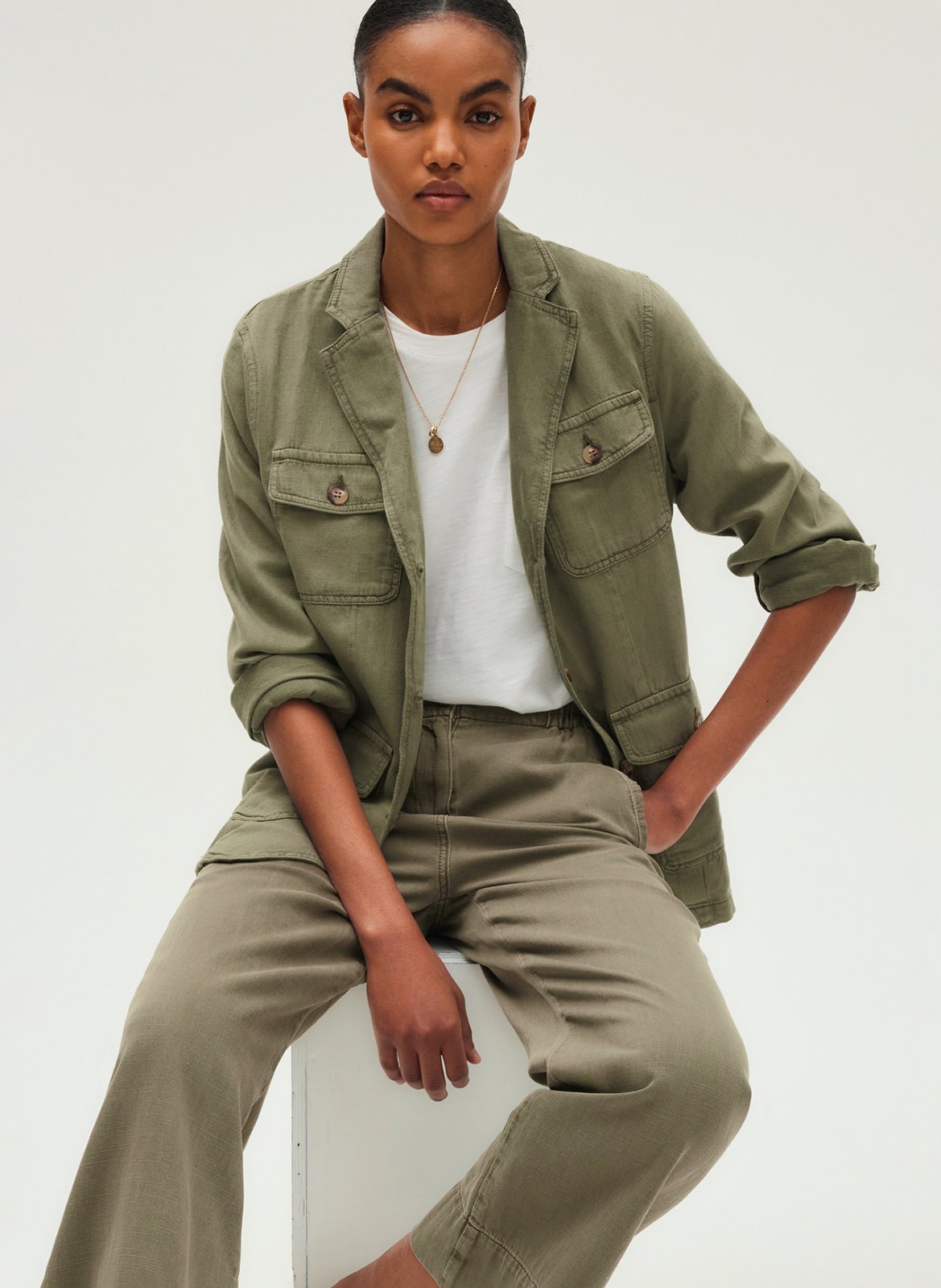 Straight jacket with pockets Vert kaki Pablo - Women PBV65B560 | Place ...
