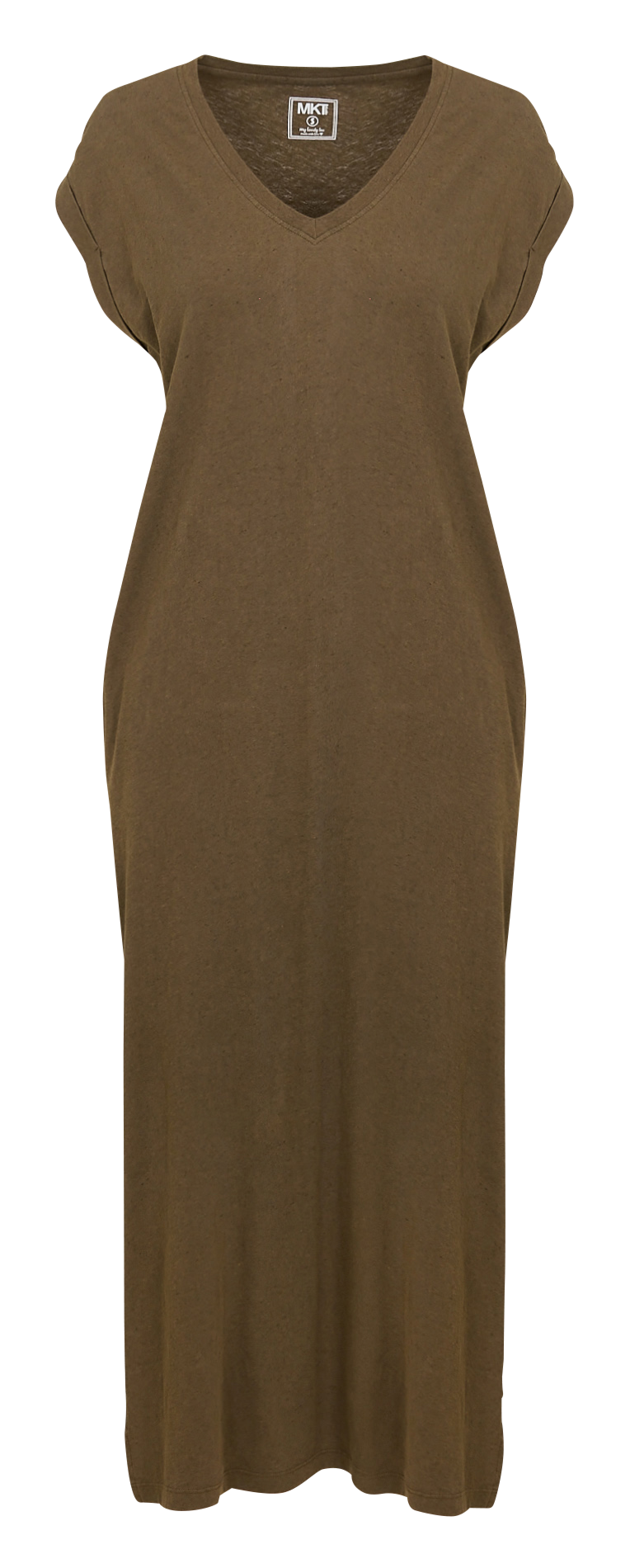 Straight long dress with slits Kaki Mkt - Women 25S-ROKSA | Place des ...