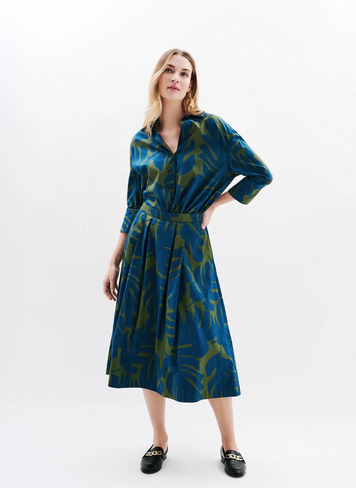 Jupe évasée en coton 251j-Diamant2 Crlimp-Jungle muse-Feuilles 1 Caroll ...